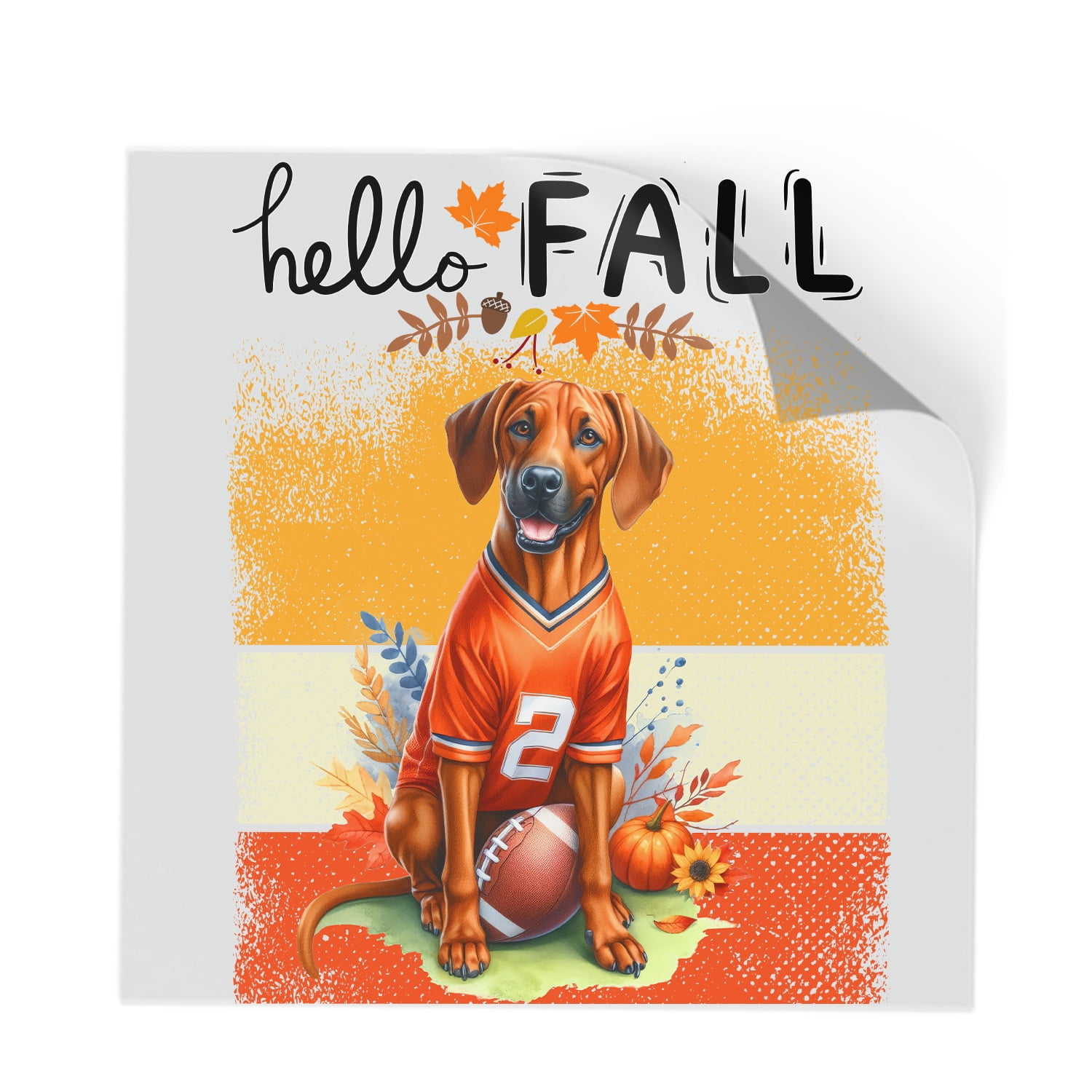 Hello Fall Rhodesian Ridgeback Football Welcome Autumn with Leaves ...