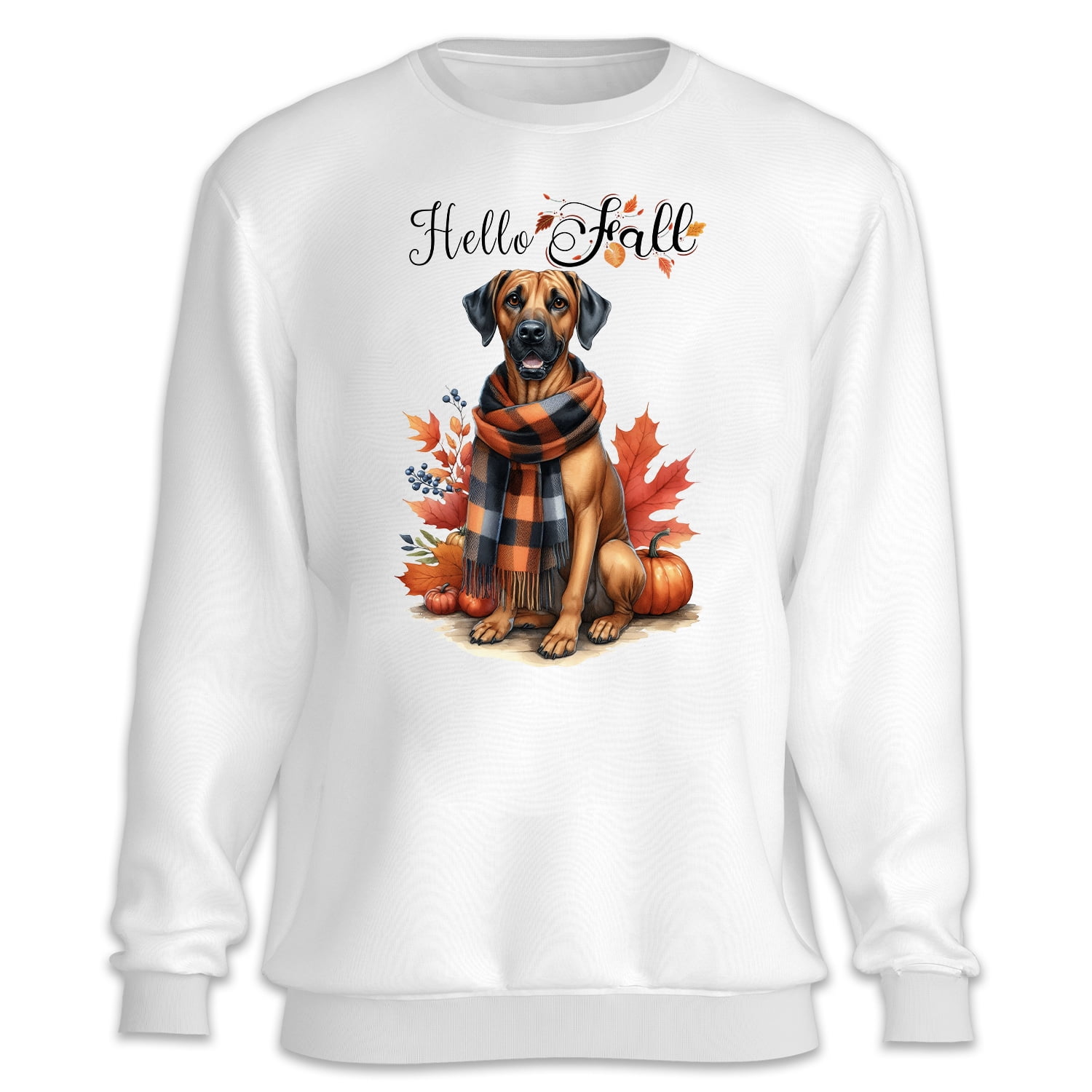 Hello Fall Rhodesian Ridgeback Scarf Welcome Autumn with Leaves ...