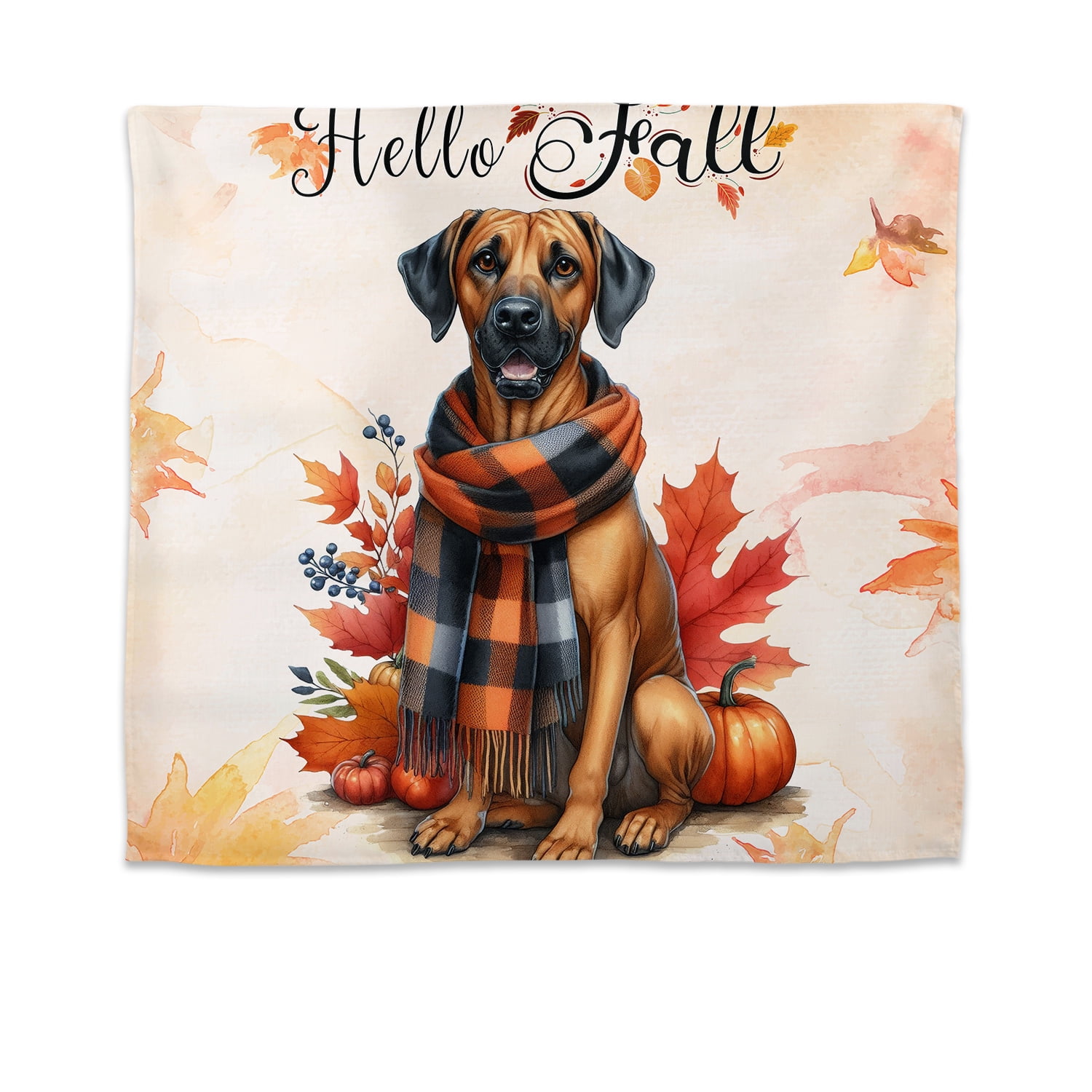 Hello Fall Rhodesian Ridgeback Scarf Welcome Autumn with Leaves ...