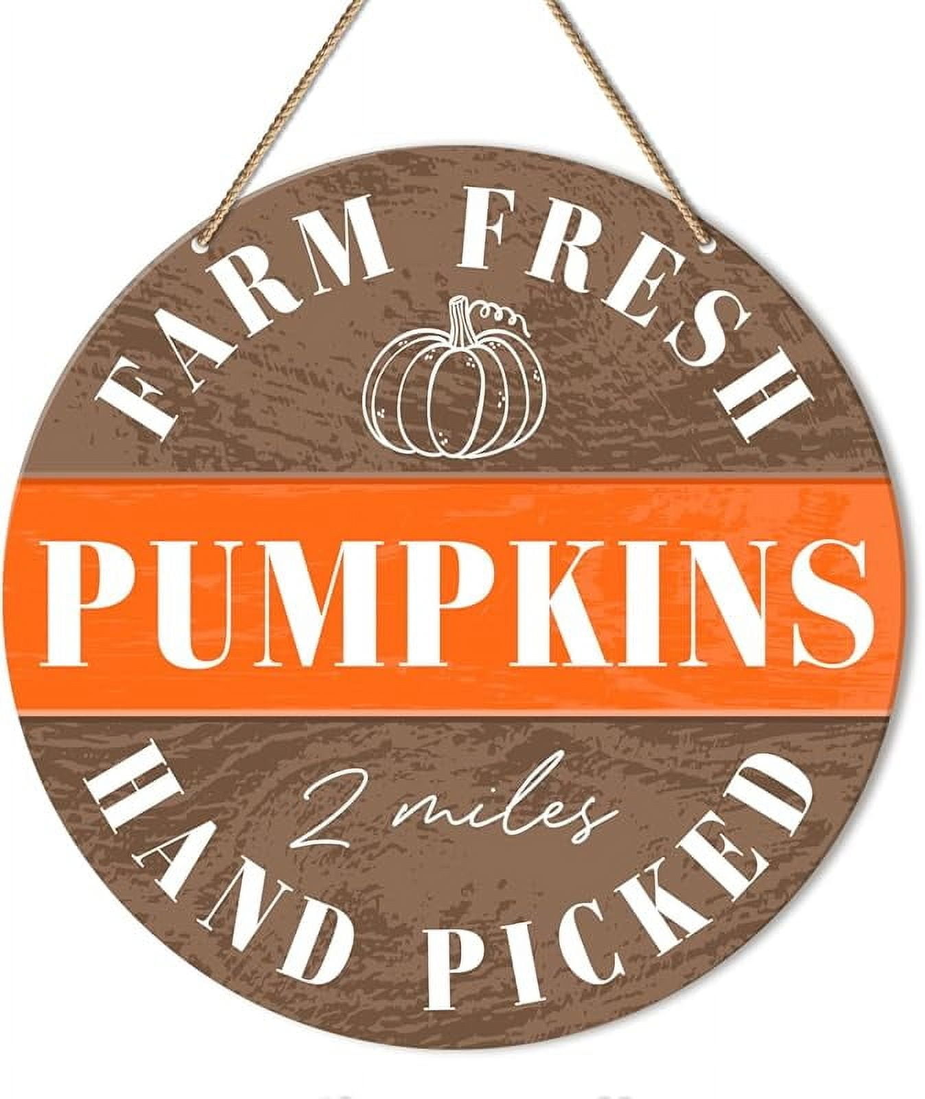 Hello Fall Round Wooden Front Door Decor Sign, Fall Pumpkin Welcome ...