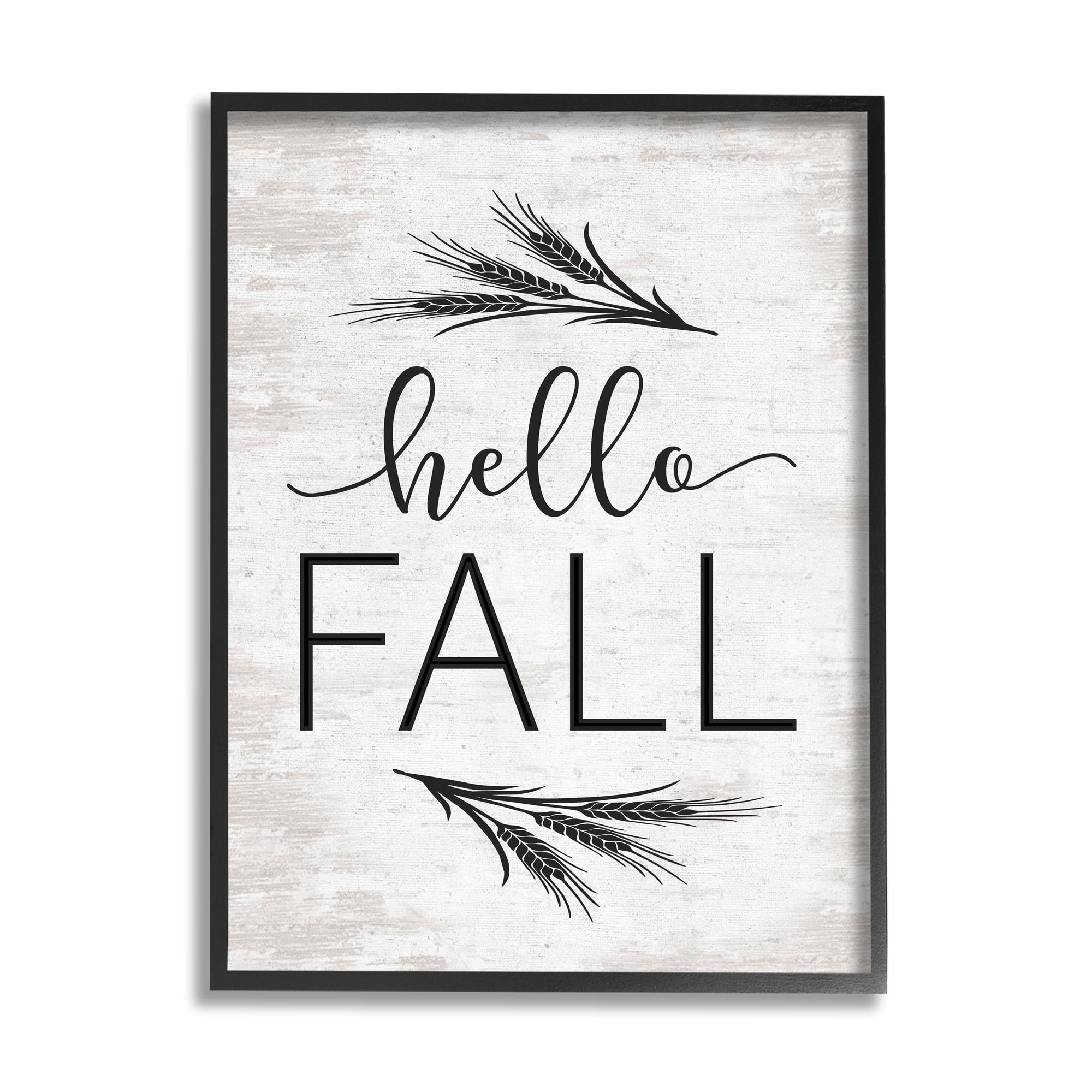 Lettered and Lined Framed Art Print - Hello Fall Calligraphy Wheat ...