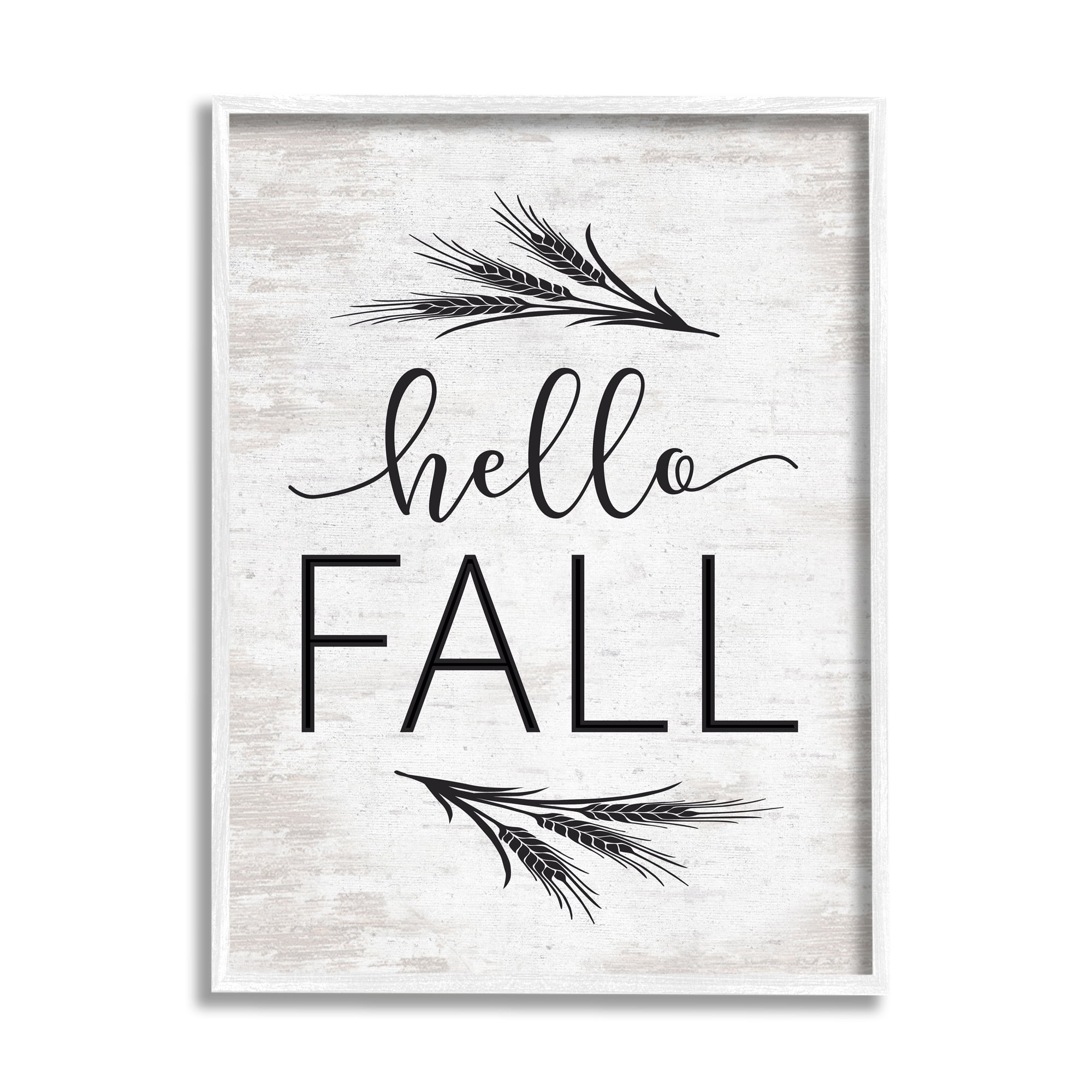 Hello Fall Rustic Calligraphy Wheat Sprigs Botanical Border ...