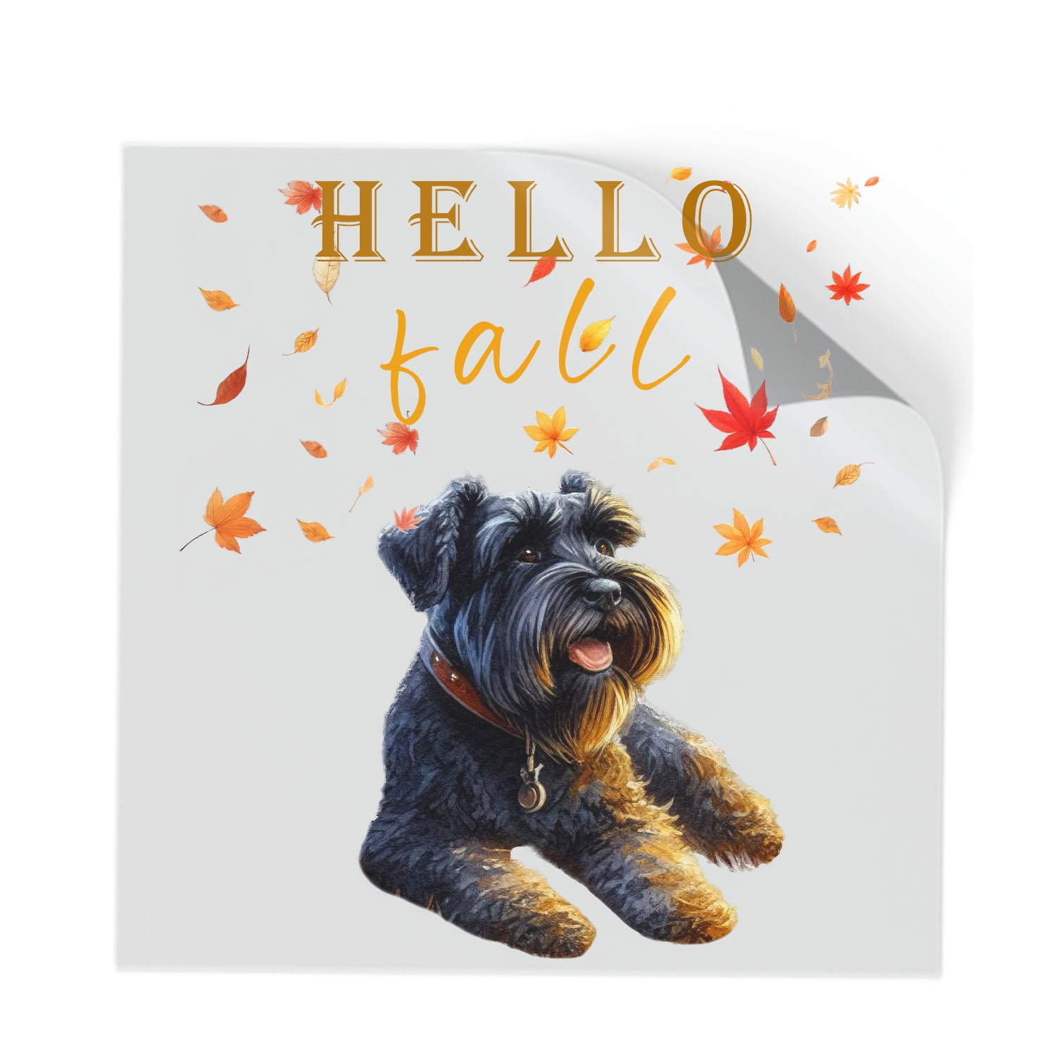 Hello Fall Schnauzer Enjoys Warm Campfire Autumn Night Cutout Transfer ...