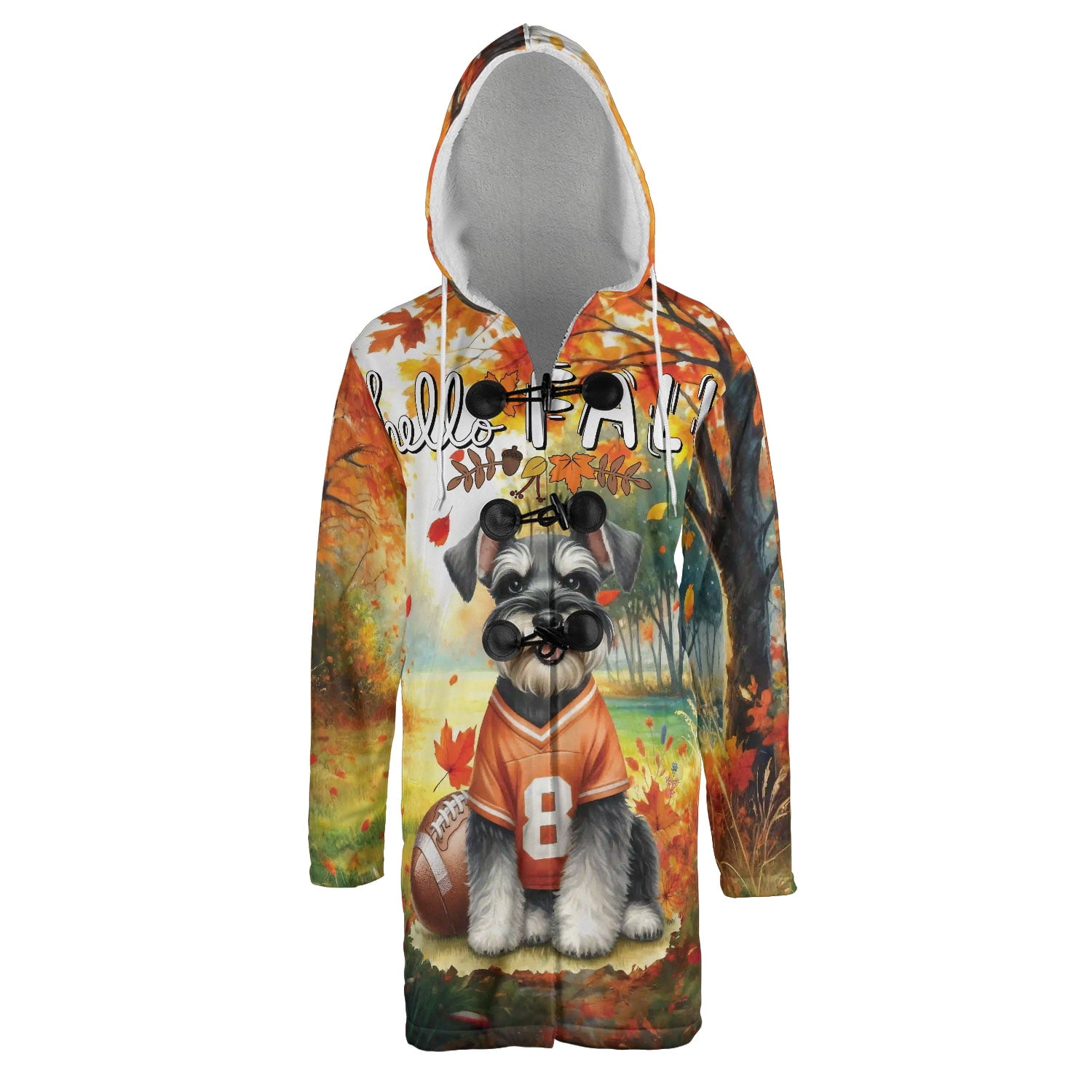 Hello Fall Schnauzer Football Welcome Autumn with Leaves Pumpkins All ...