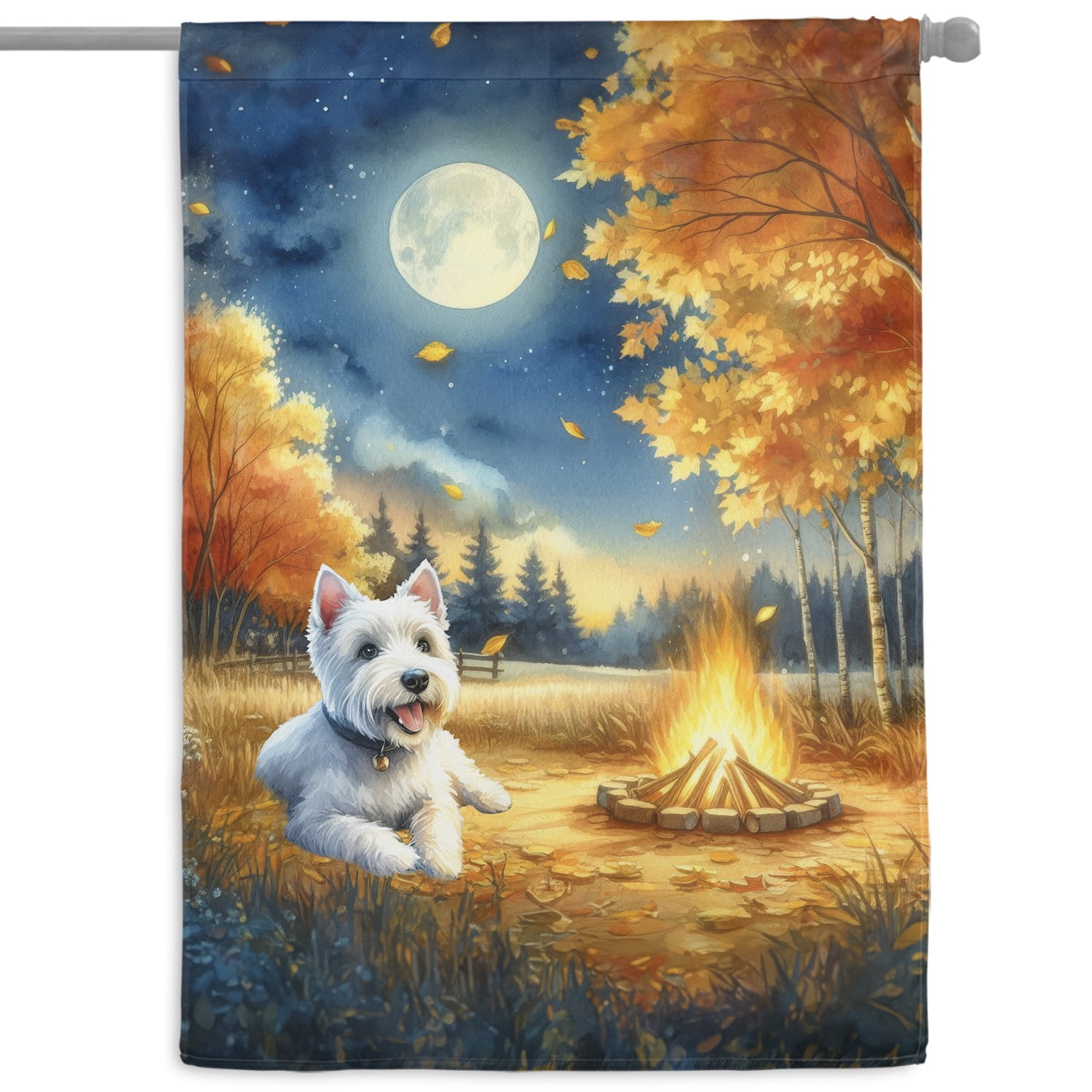 Hello Fall Scottish Terrier Enjoys Warm Campfire Autumn Night Bright ...