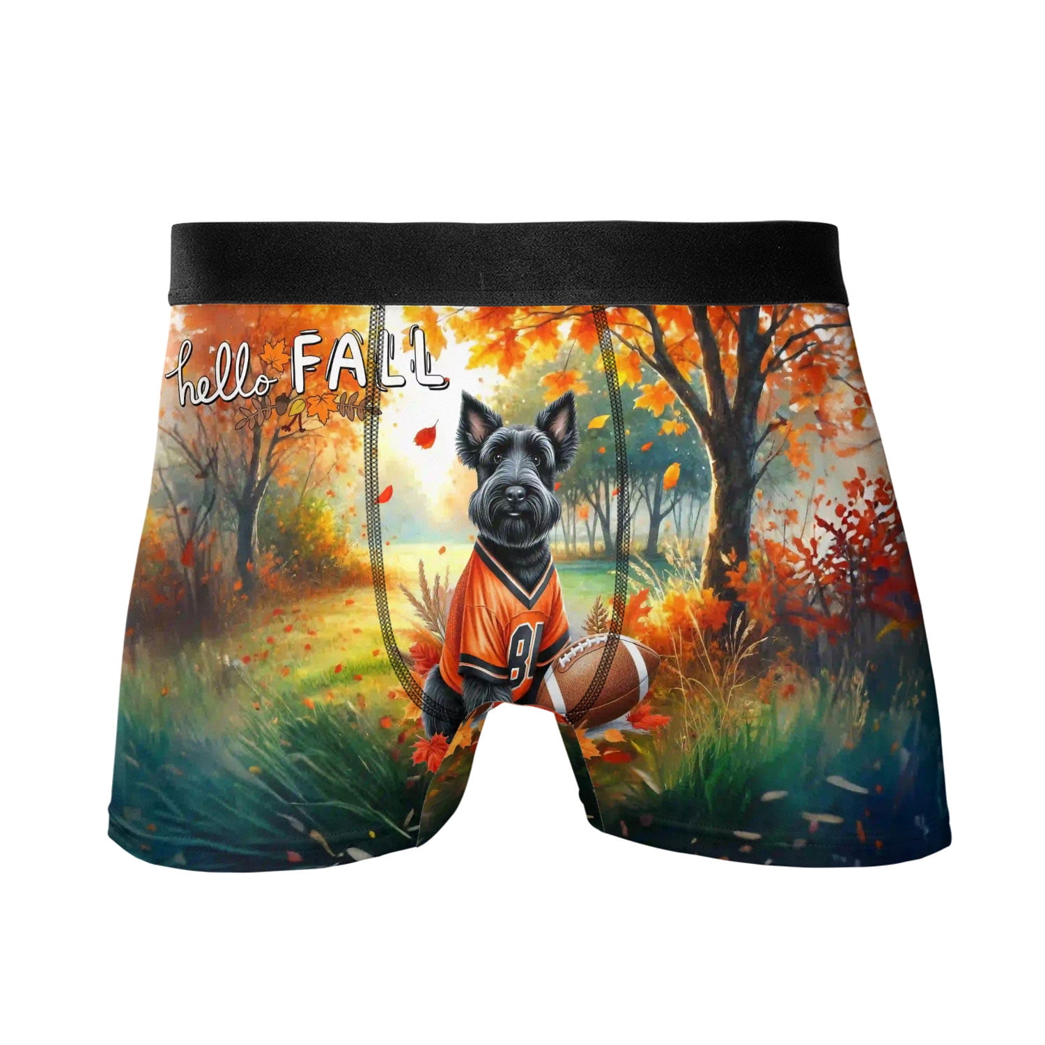 Hello Fall Scottish Terrier Football Welcome Autumn with Leaves ...