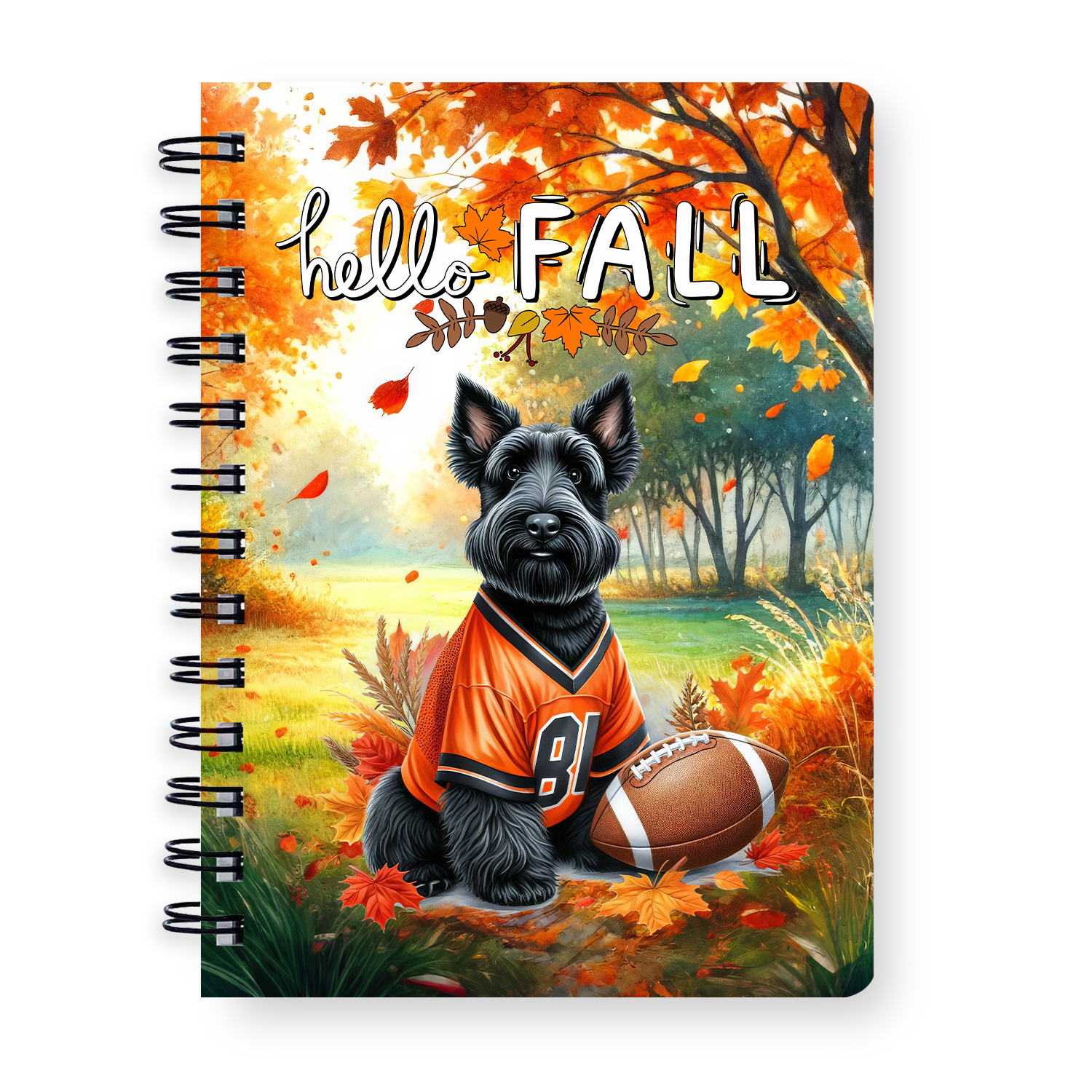 Hello Fall Scottish Terrier Football Welcome Autumn with Leaves ...