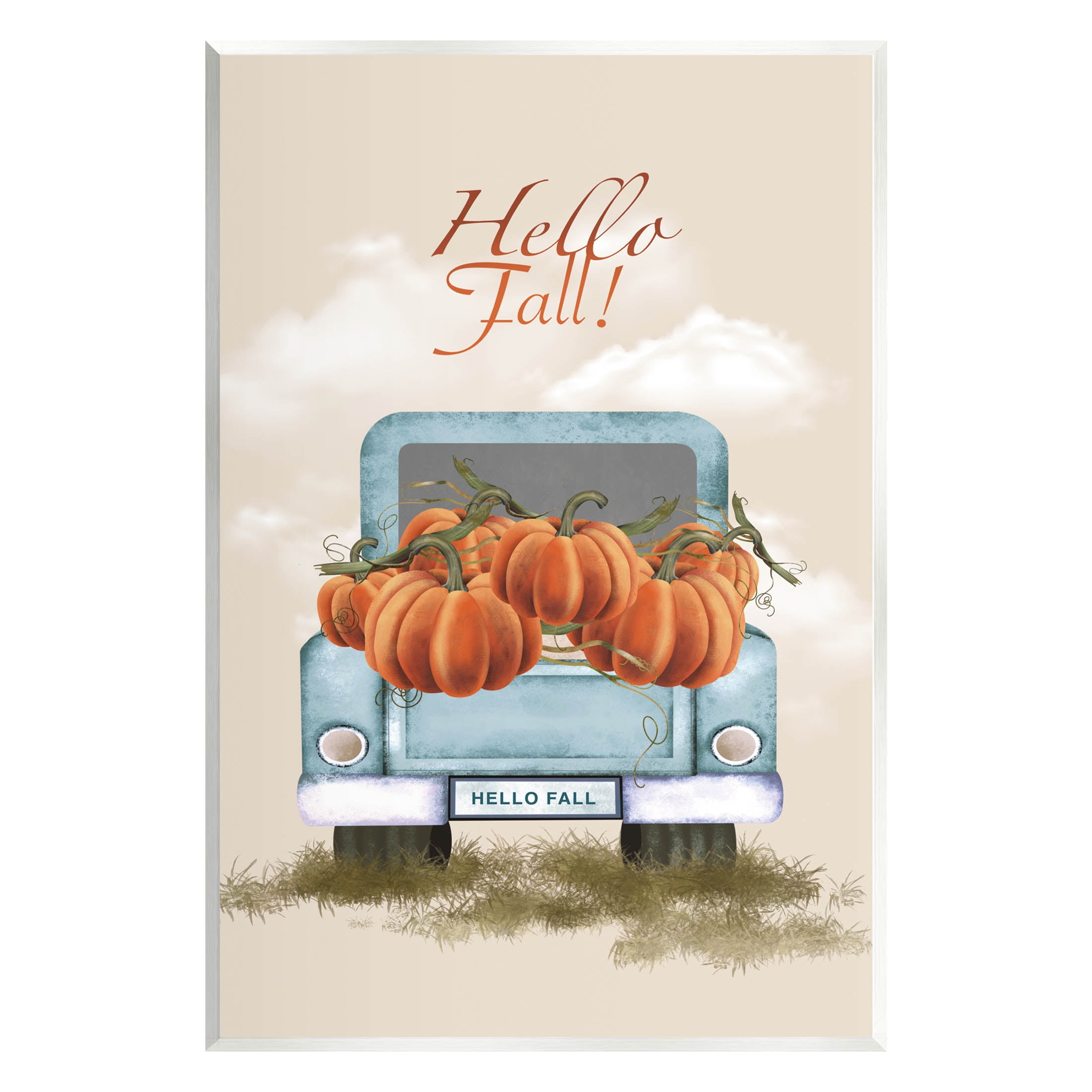 Hello Fall Seasonal Autumn Pumpkins Holiday Graphic Art Unframed Art ...