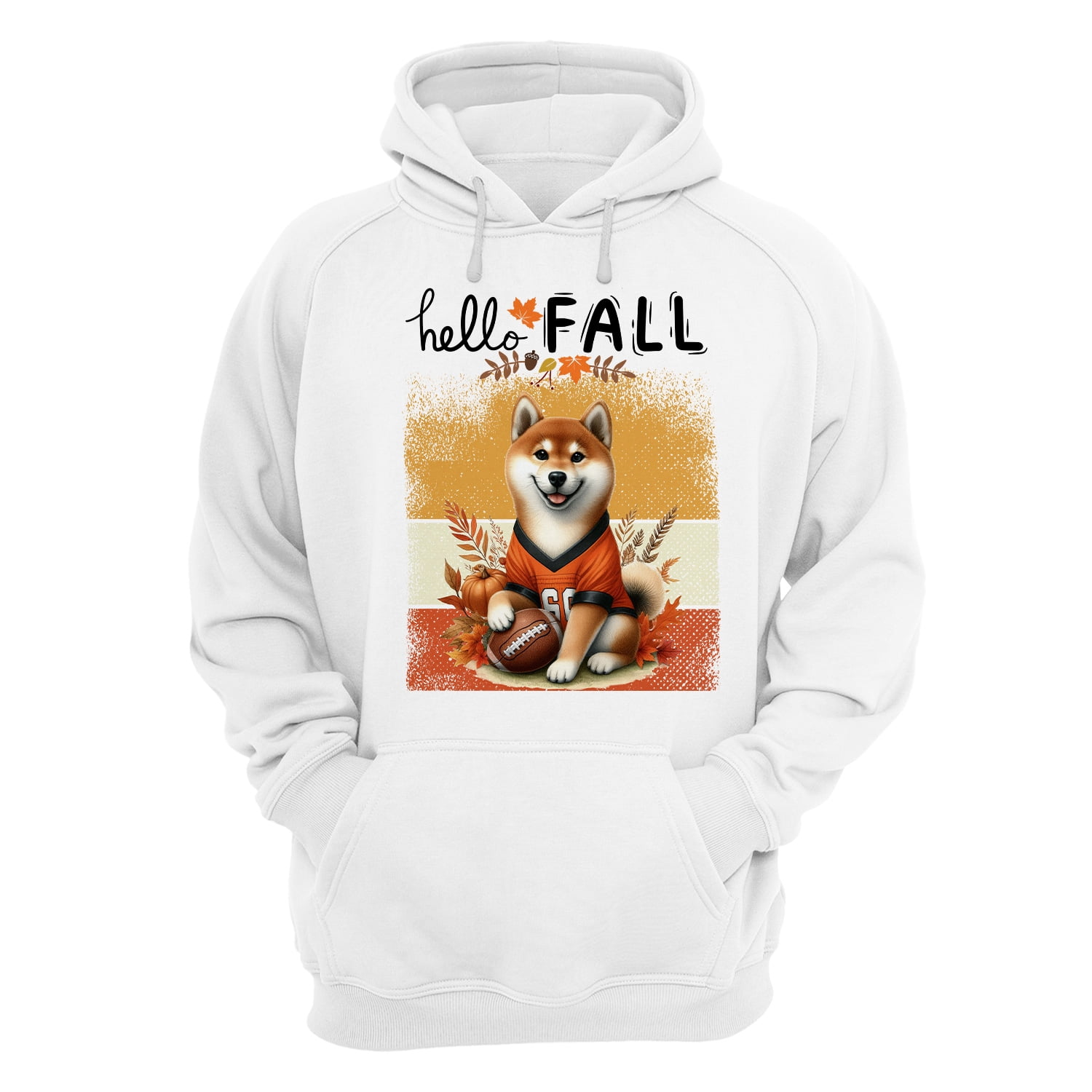 Hello Fall Shiba Inu Football Welcome Autumn with Leaves Pumpkins ...