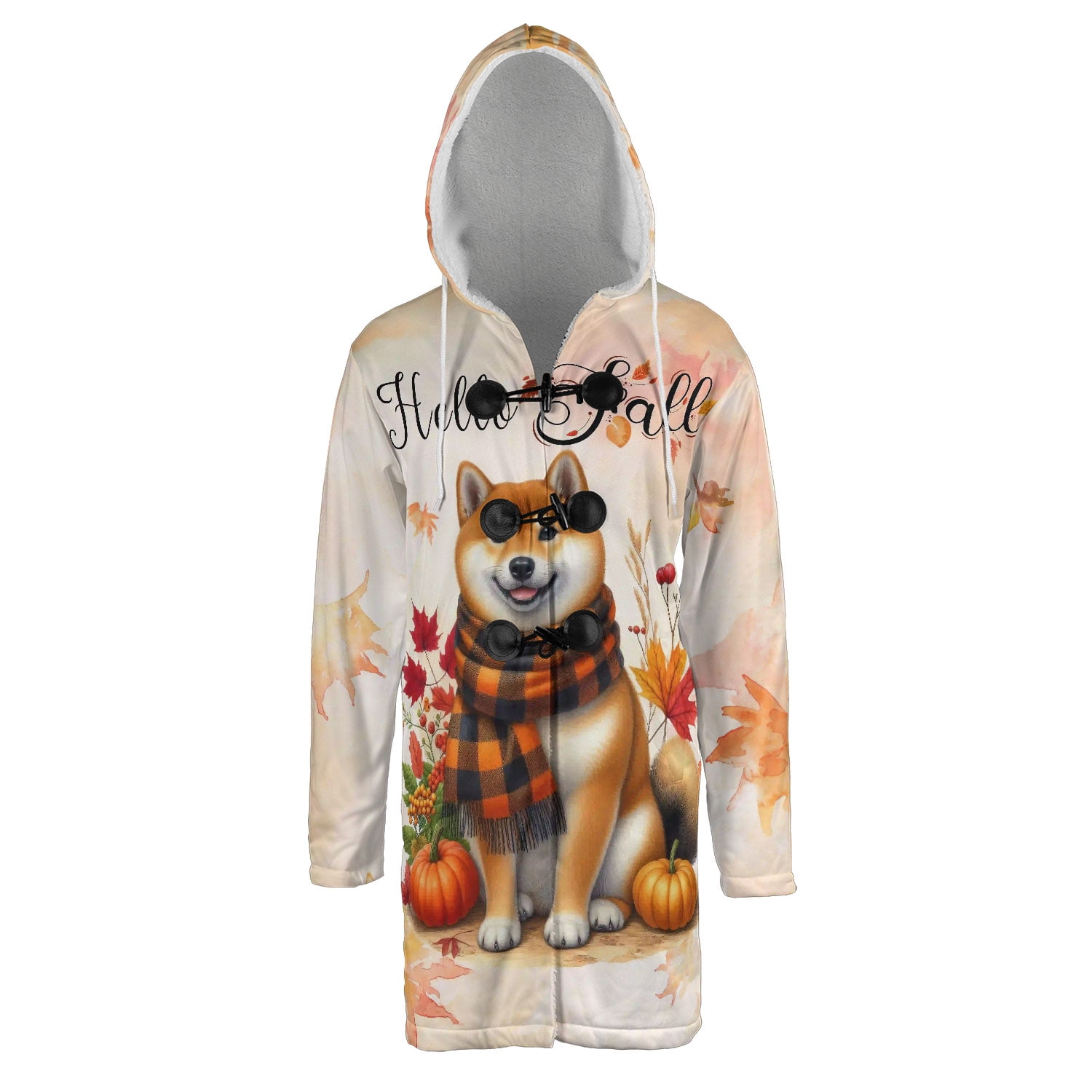 Hello Fall Shiba Inu Scarf Welcome Autumn with Leaves Pumpkins All Over ...