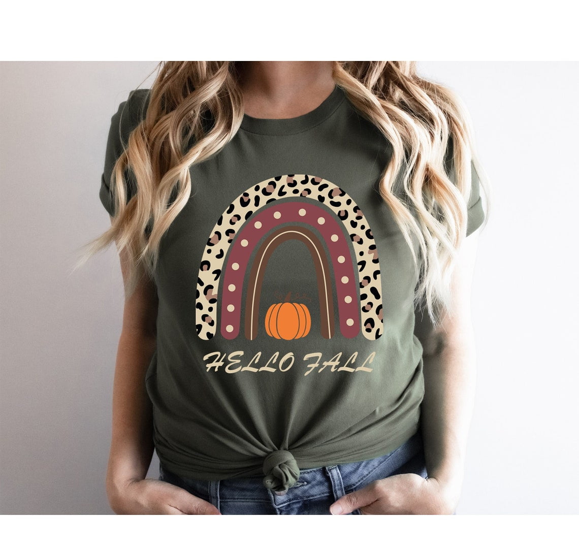 Hello Fall Shirt, Rainbow Fall Shirt, Fall Shirt, Hello Fall Rainbow ...