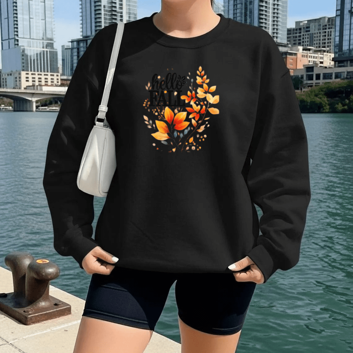 Hello Fall Super Cute Autumn Leaves Cozy Days Graphic for Women Ladies ...