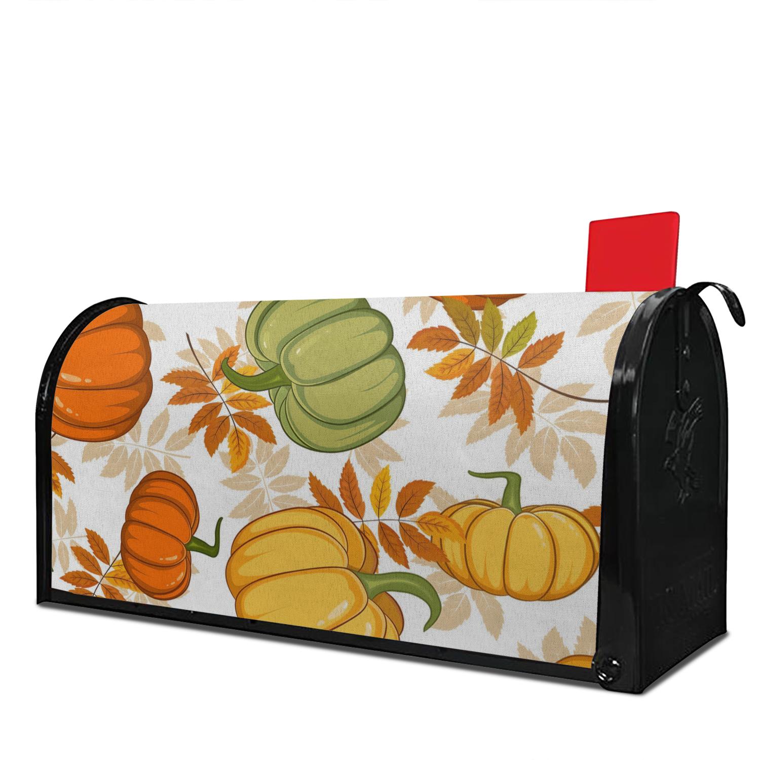 Hello Fall Thangksgiving Mailbox Cover Pumpkin Maple Leaf Fall Mailbox ...