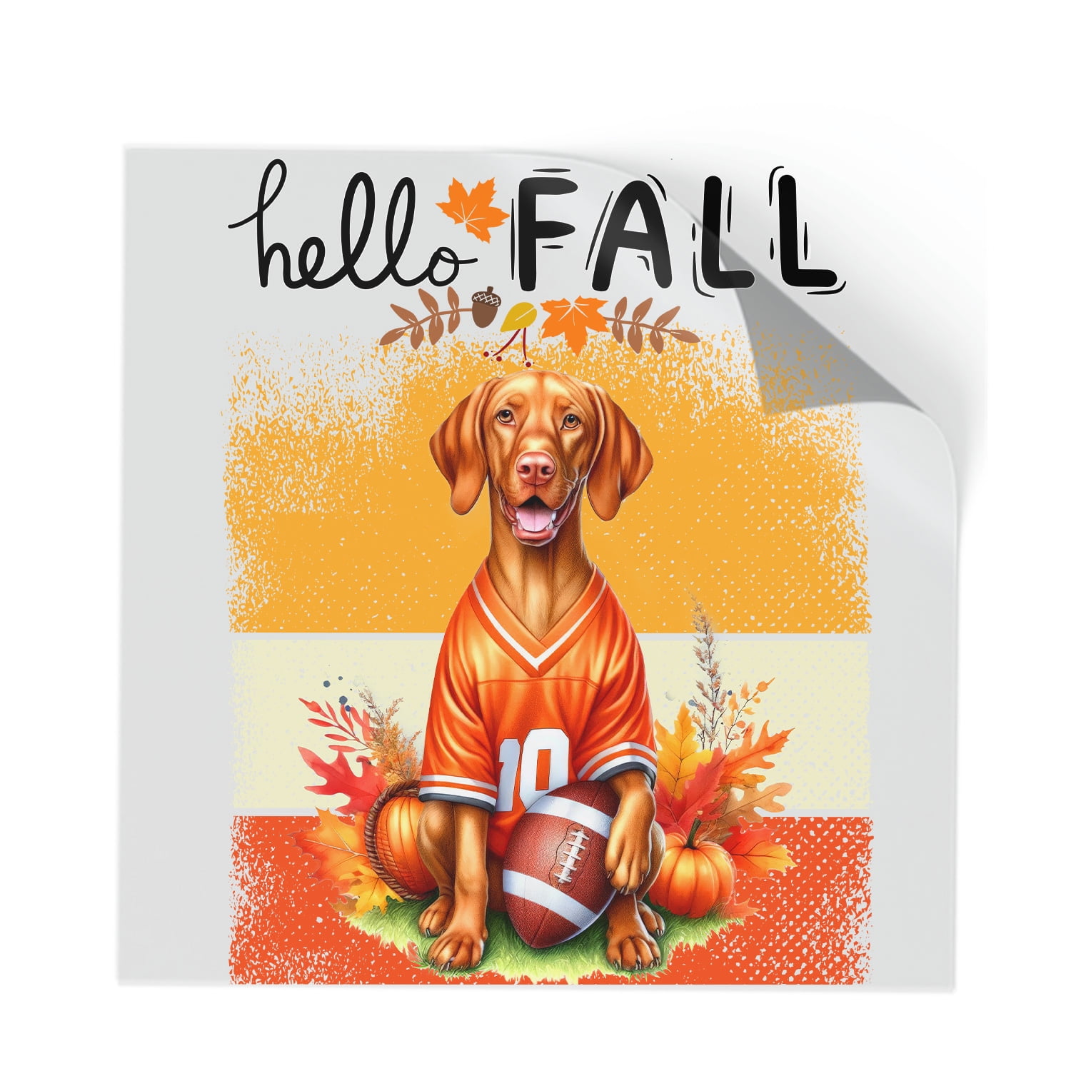 Hello Fall Vizsla Football Welcome Autumn with Leaves Pumpkins Cutout ...