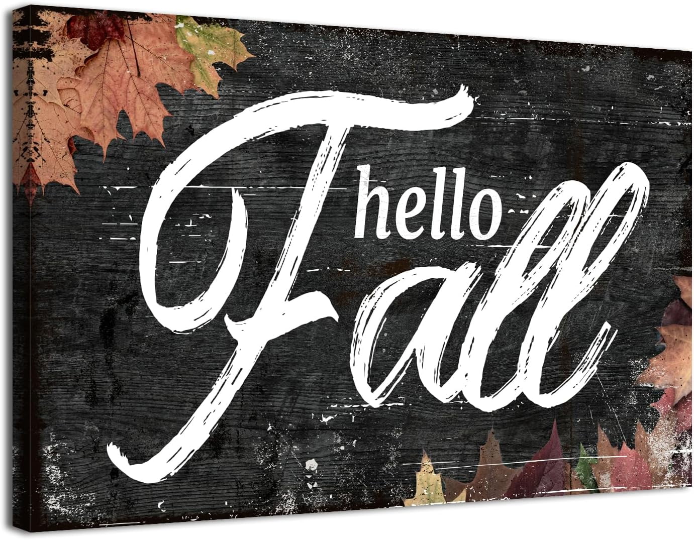 Hello Fall Wall Art Vintage Black and White Autumn Sign Painting Decor ...
