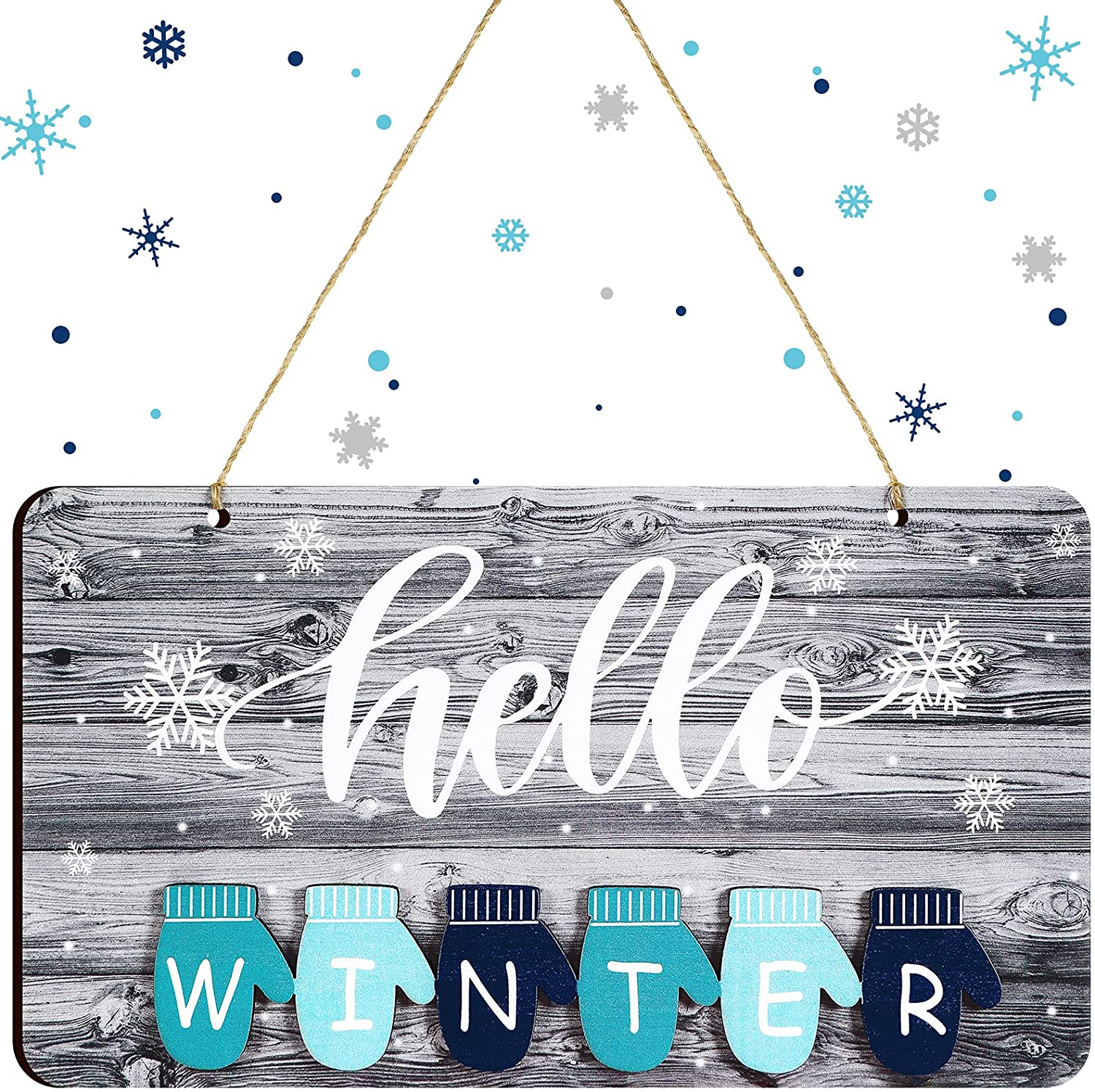 Hello Fall Winter Spring Summer Sign Rustic Wood Decor Farmhouse Wall ...