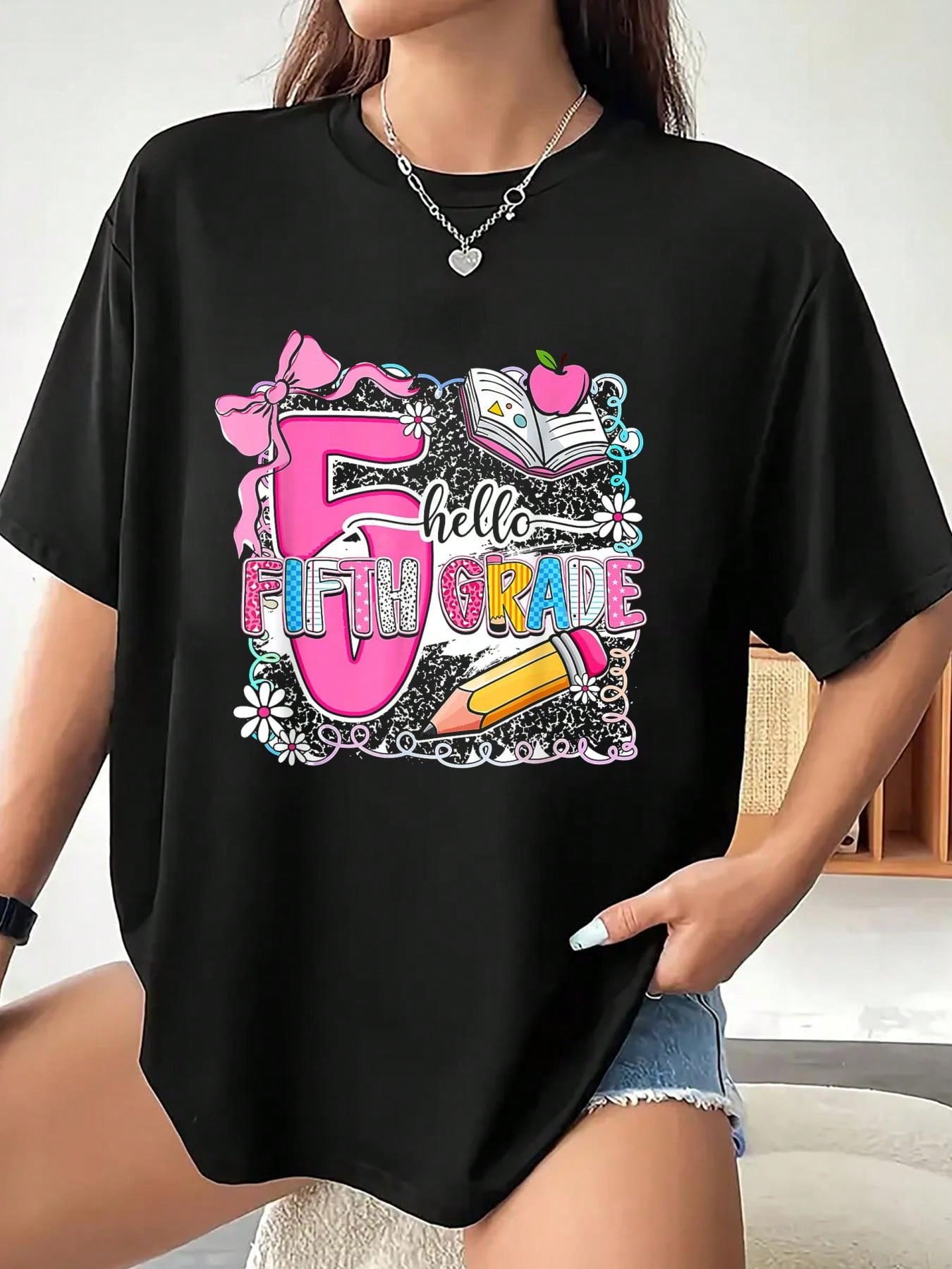 Hello Fifth Grade” Back - to - School Graphic Tee - Walmart.com