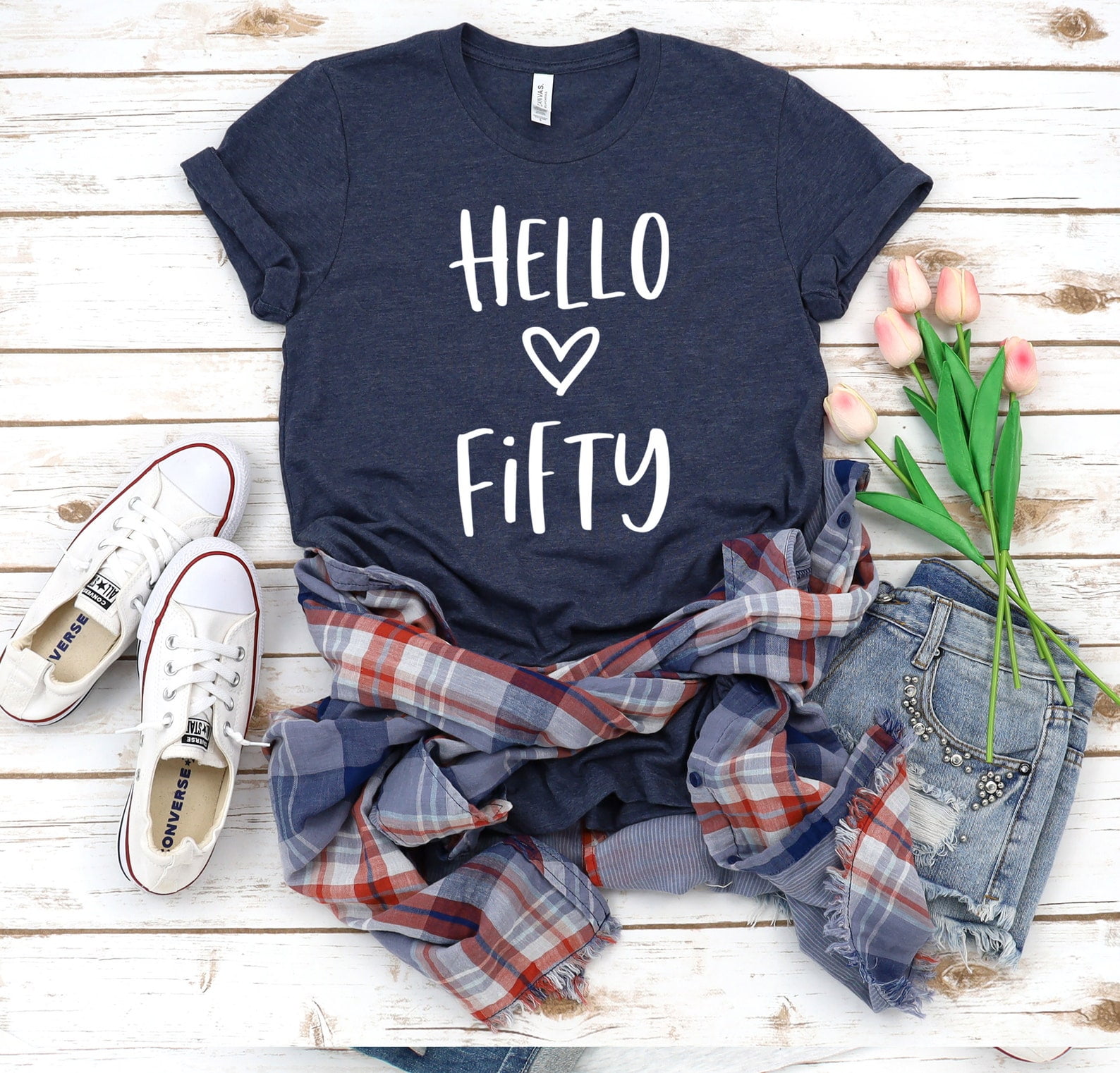 Hello Fifty Shirt - 50Th Birthday Shirt - 50Th Birthday Tee - 50 Year ...