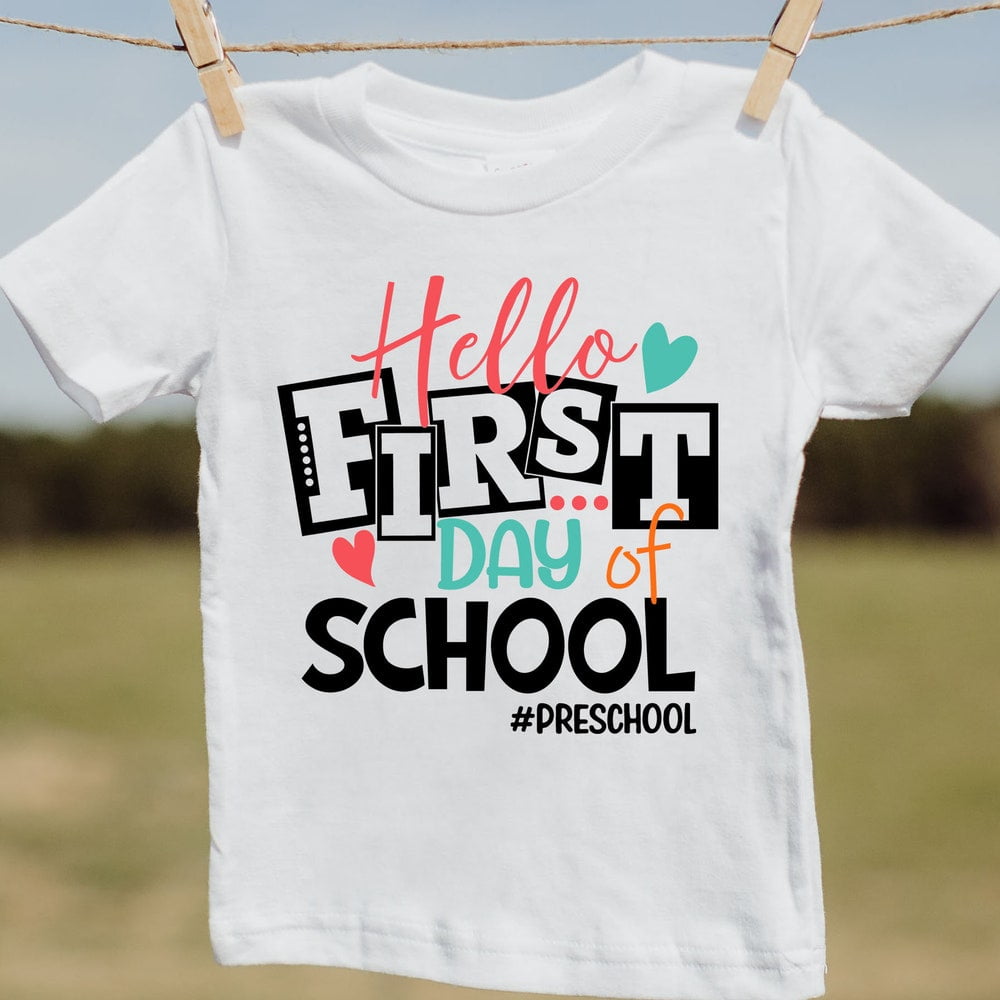 Hello First Day Of Preschool Shirt, Kids Back To School Pre K Shirt ...