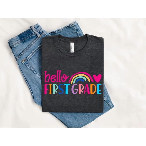 Hello First Grade Shirt: Rainbow Back To School Outfit, F6801 - Walmart.com