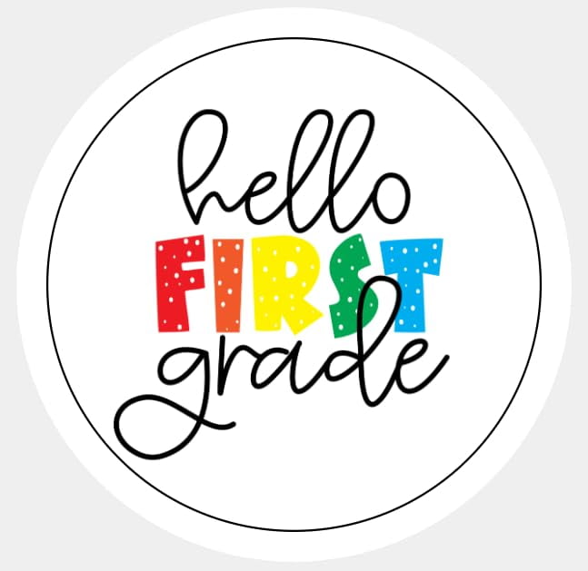 Hello First Grade Stickers 2" Round Sticker Labels, Set Of 20 Back To ...