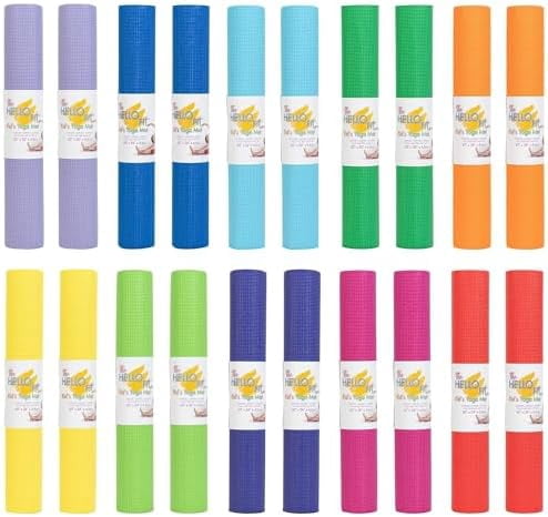 Hello Fit 20-Pack Kids Short Value Yoga Mat, 60" x 24" Non Slip ...