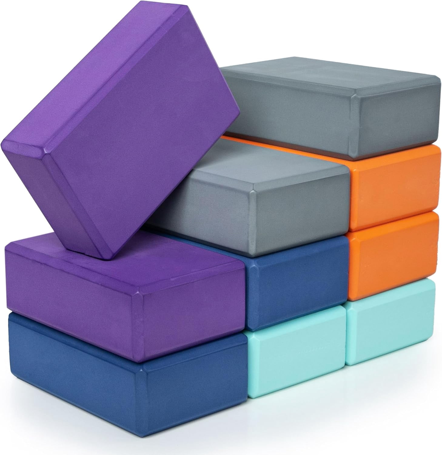 Hello Fit 3" Yoga Block, 10 Pack Bulk EVA Foam Yoga Blocks, Firm and ...