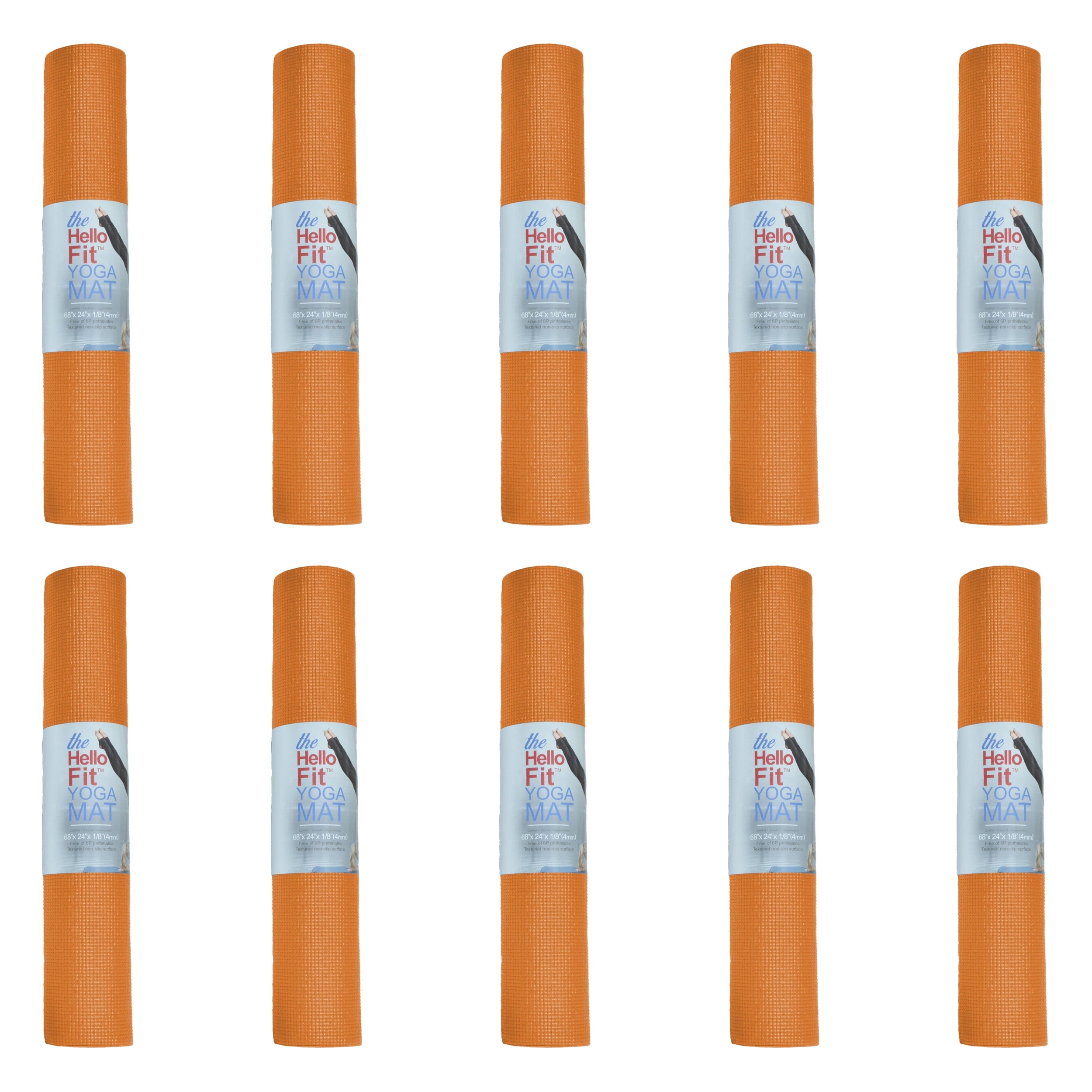 Hello Fit Bulk Yoga Mats, 10-Pack – 68" x 24", 4mm Thick, Non-Slip ...