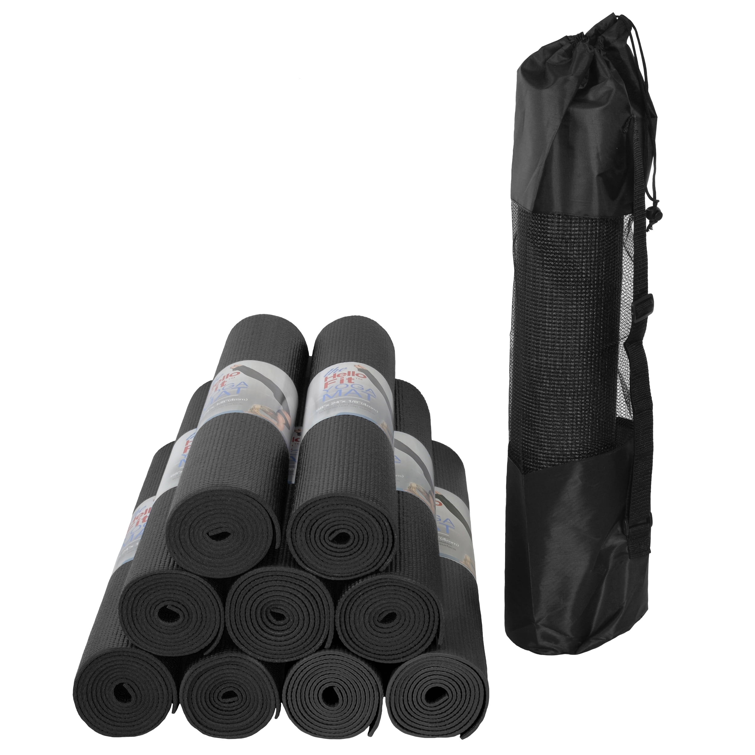 "Hello Fit Yoga Mats (68"" x 24"" x 4mm) with Carrying Bags - Studio 10 ...