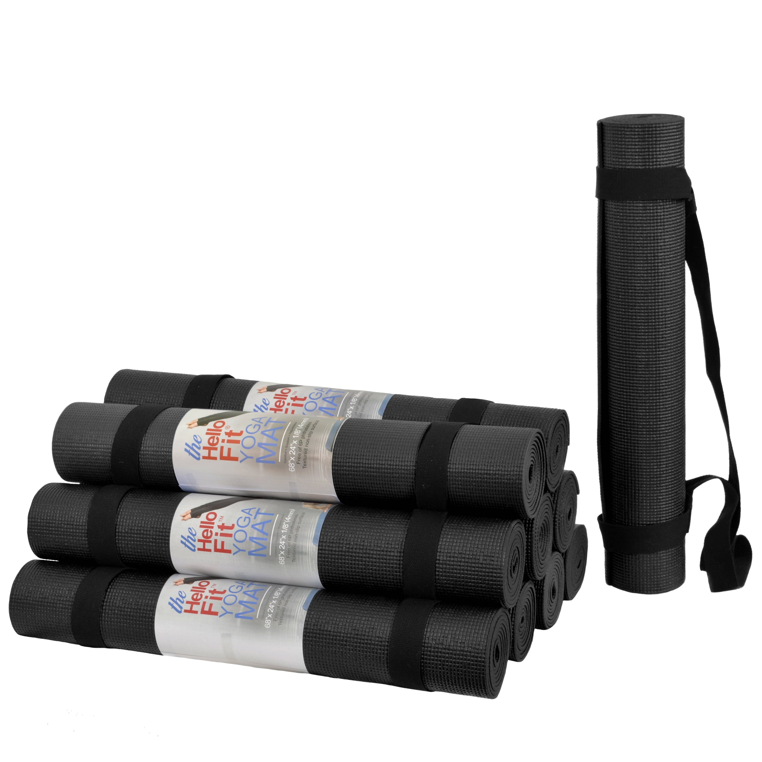 Hello Fit Yoga Mats - Economy 10 Pack (68" x 24" x 1/8") - Assorted ...