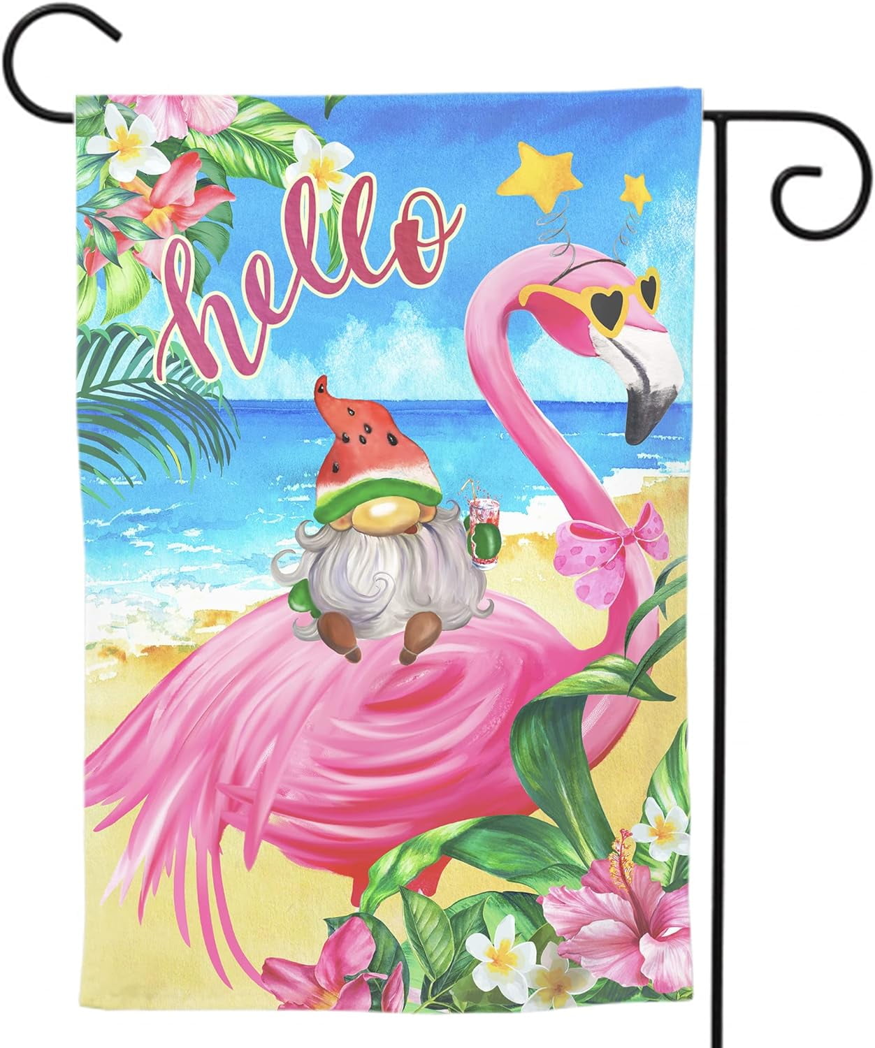Hello Flamingo Garden Flags in Double Sided Spring Summer Gnome Small ...