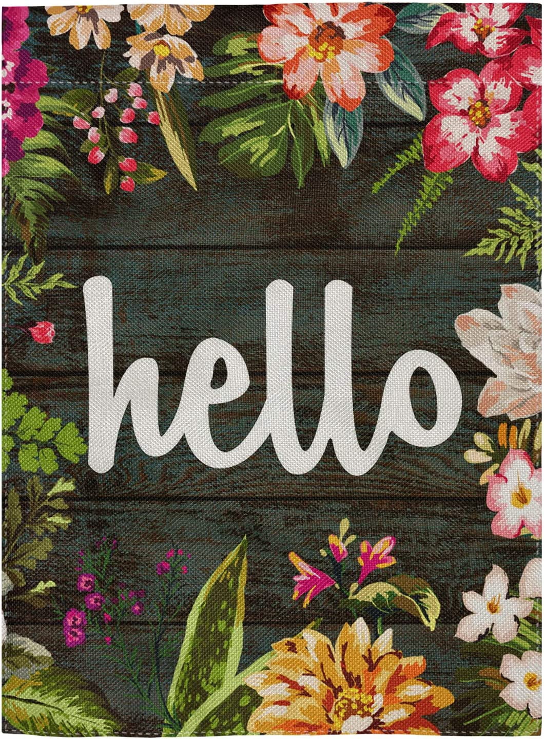 Hello Floral Home & Garden Flag Double Sided - Walmart.com