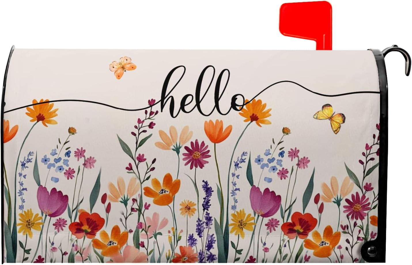 Hello Floral Mailbox Cover Summer Orange Flower Mailbox Covers Magnetic ...
