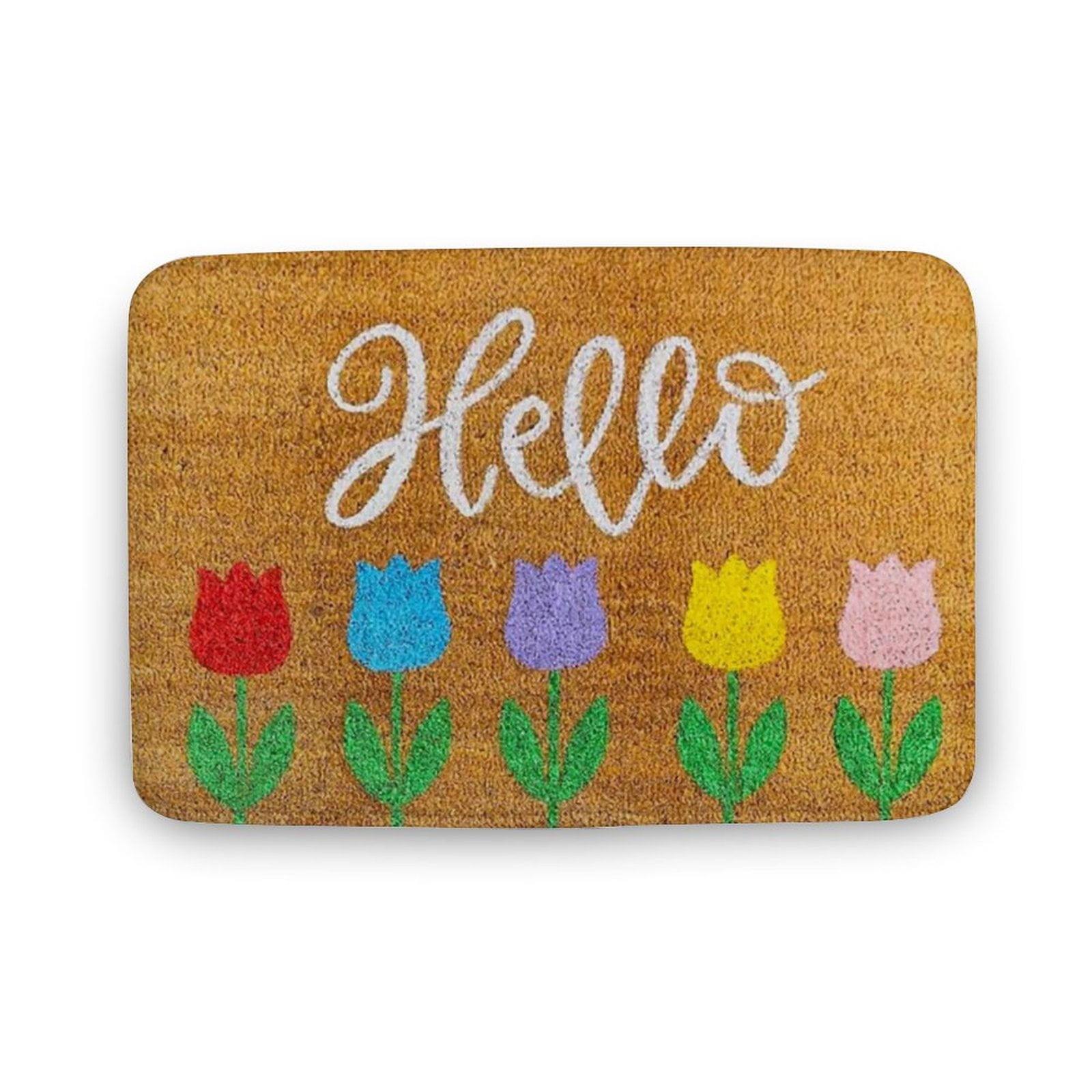Hello Flowers Door Mat, Hello Tulips Door Mat, Spring Flowers Porch ...