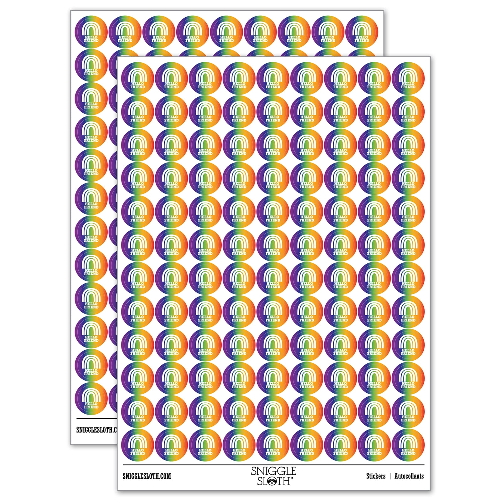 Hello Friend Fun Rainbow 200+ Round Stickers - Rainbow - Matte Finish ...