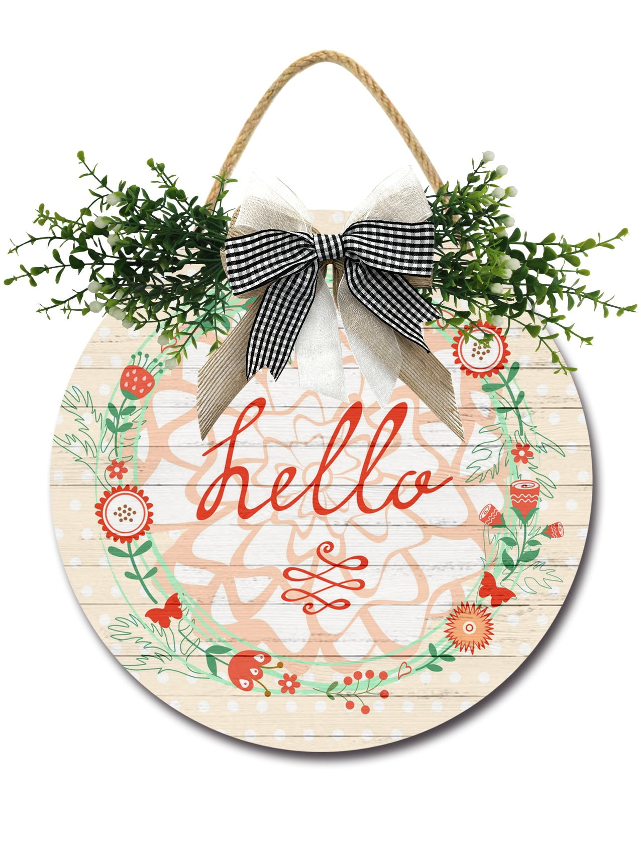 Hello Front Door Sign Funny Wreaths Hanging Wooden Plaque Decoration ...