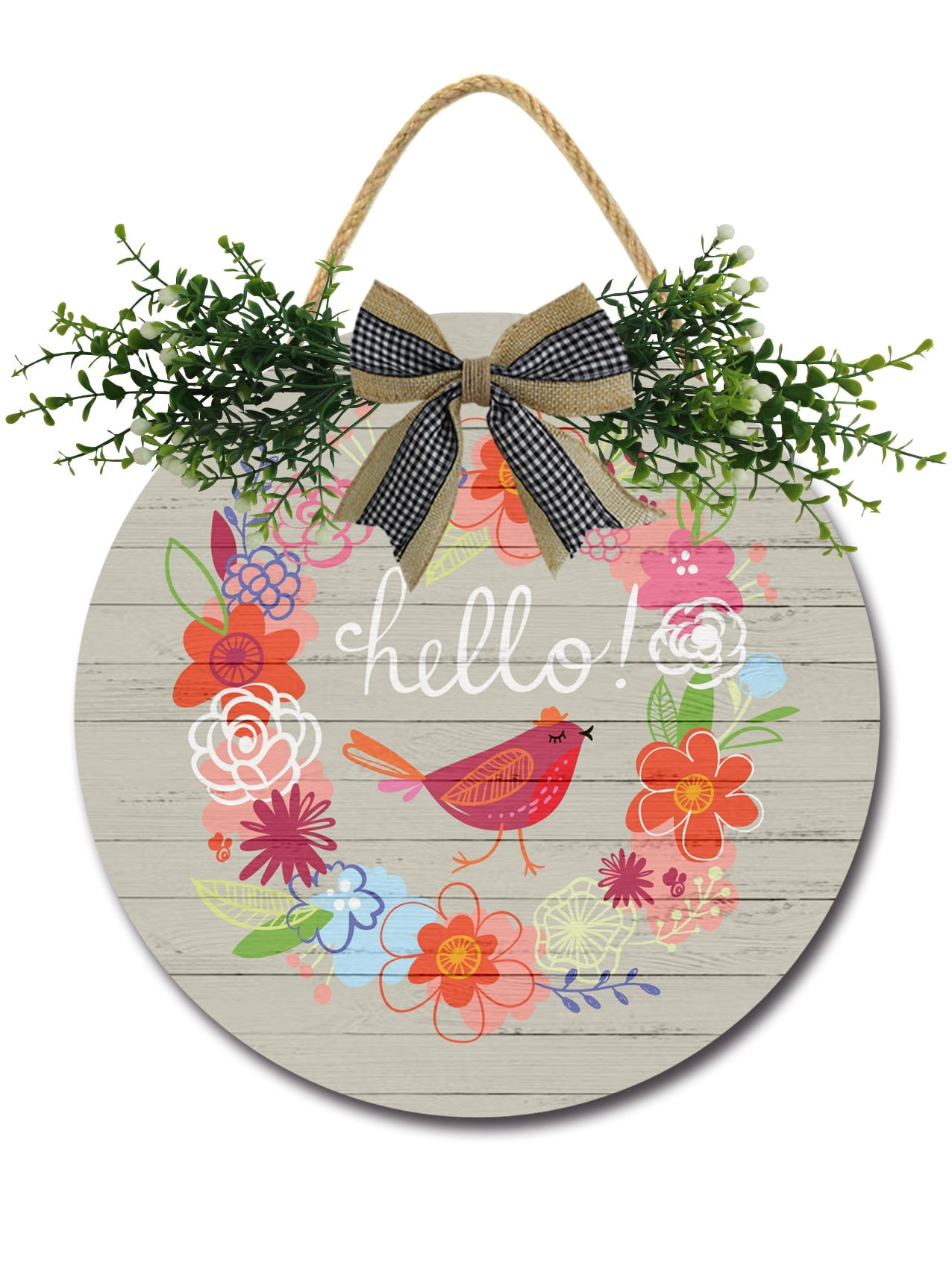 Hello Front Door Sign Funny Wreaths Hanging Wooden Plaque Decoration ...