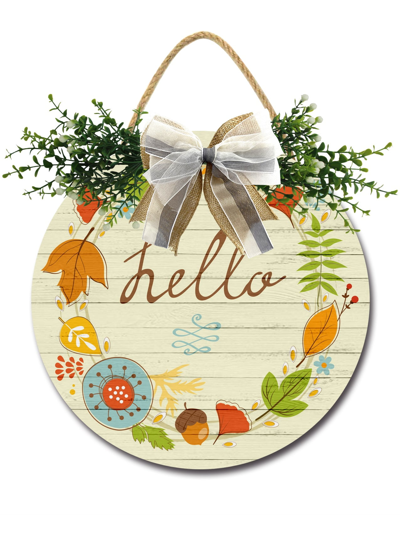 Hello Front Door Sign Funny Wreaths Hanging Wooden Plaque Decoration ...