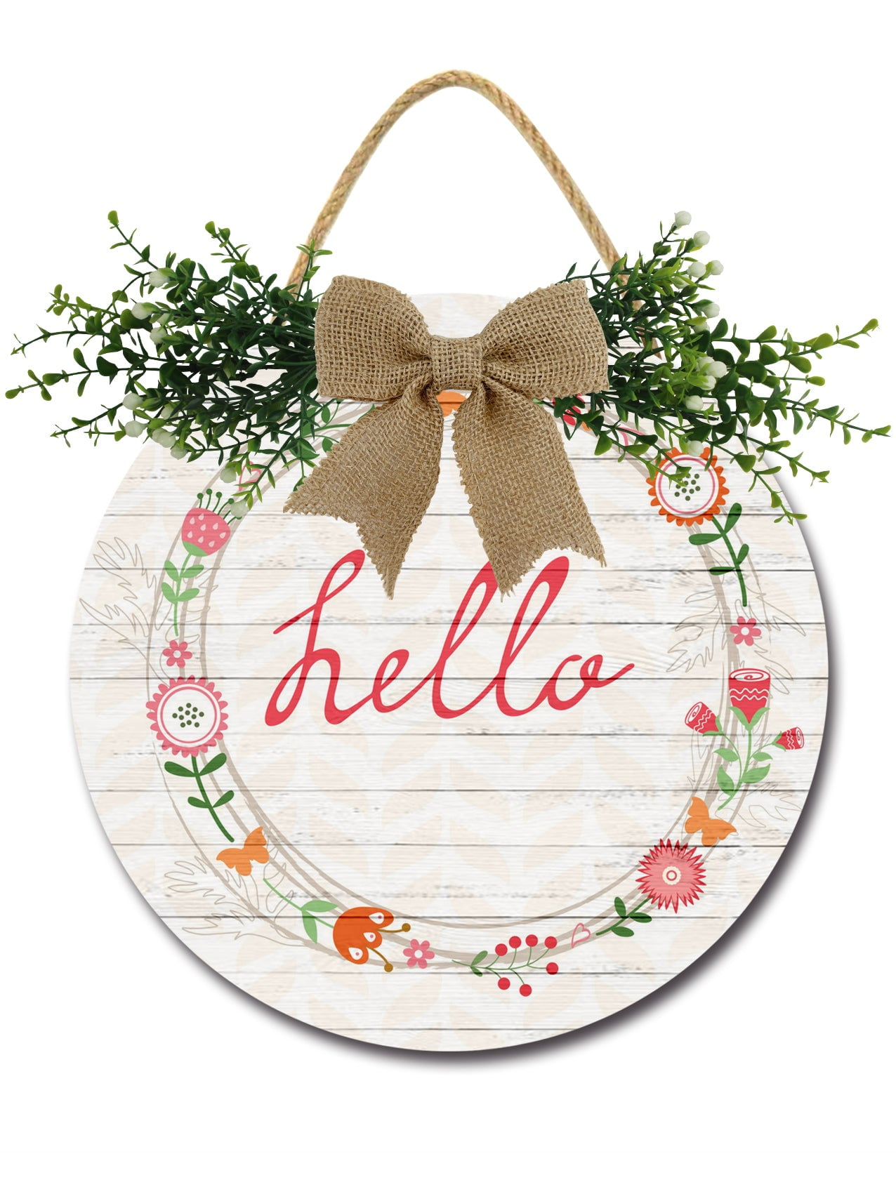 Hello Front Door Sign Funny Wreaths Hanging Wooden Plaque Decoration ...