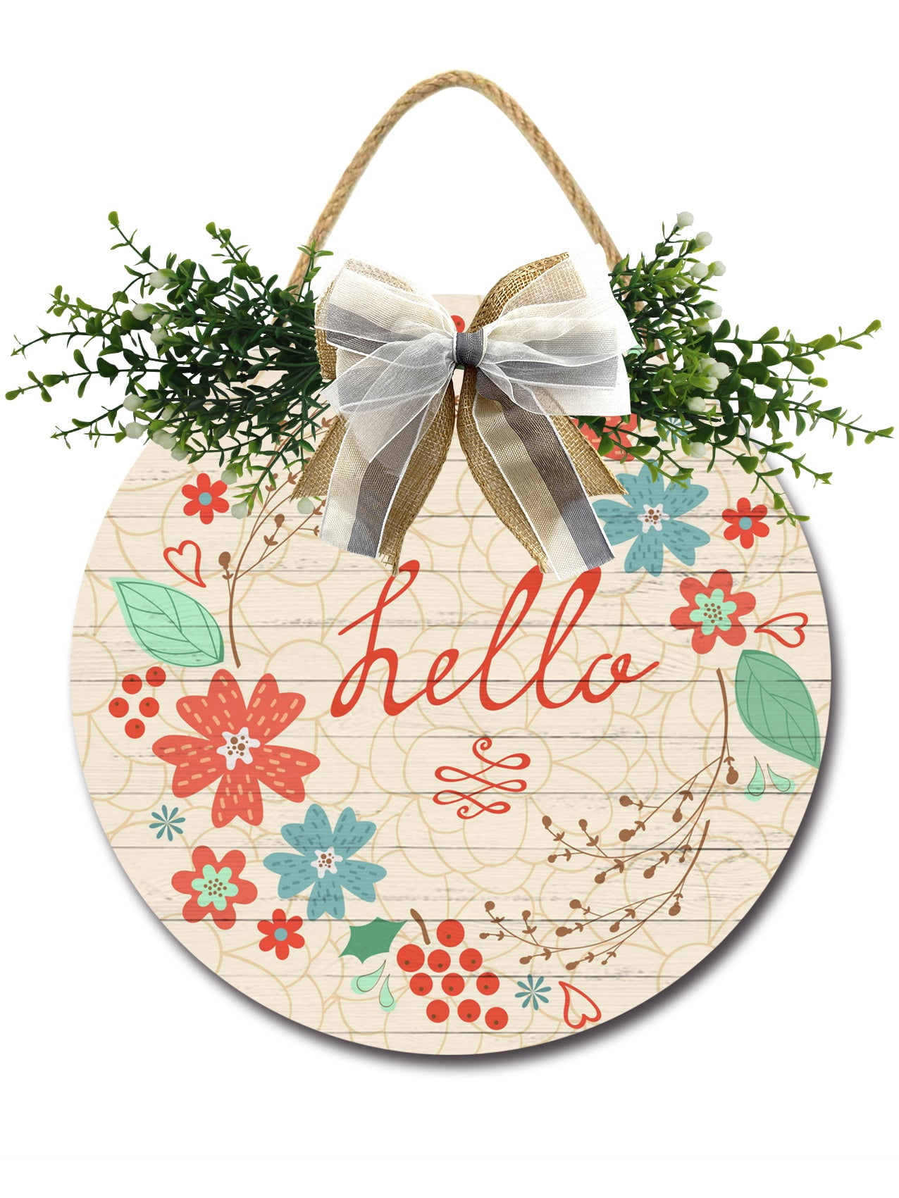 Hello Front Door Sign Funny Wreaths Hanging Wooden Plaque Decoration ...