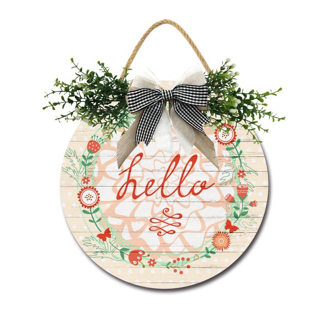 Hello Front Door Sign Funny Wreaths Hanging Wooden Plaque Decoration ...