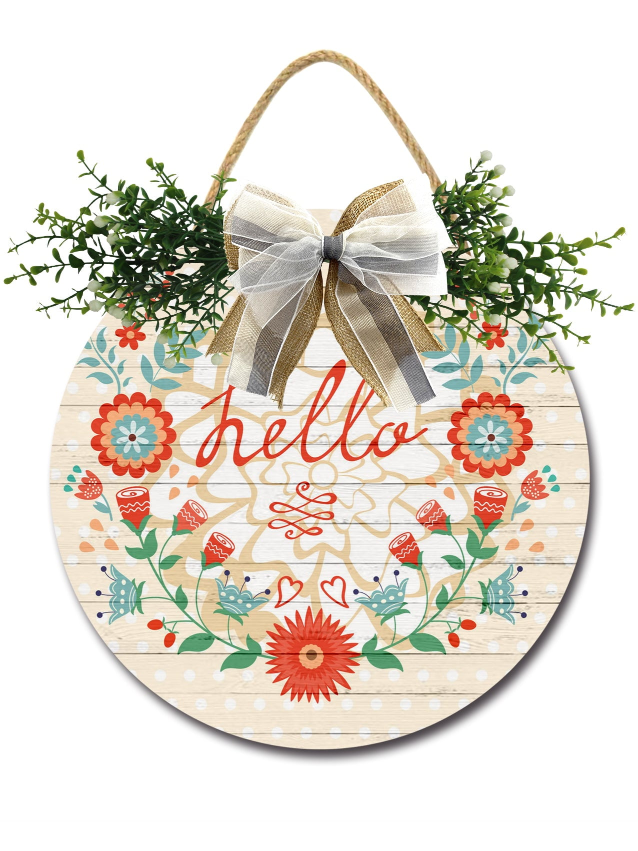 Hello Front Door Sign Funny Wreaths Hanging Wooden Plaque Decoration ...