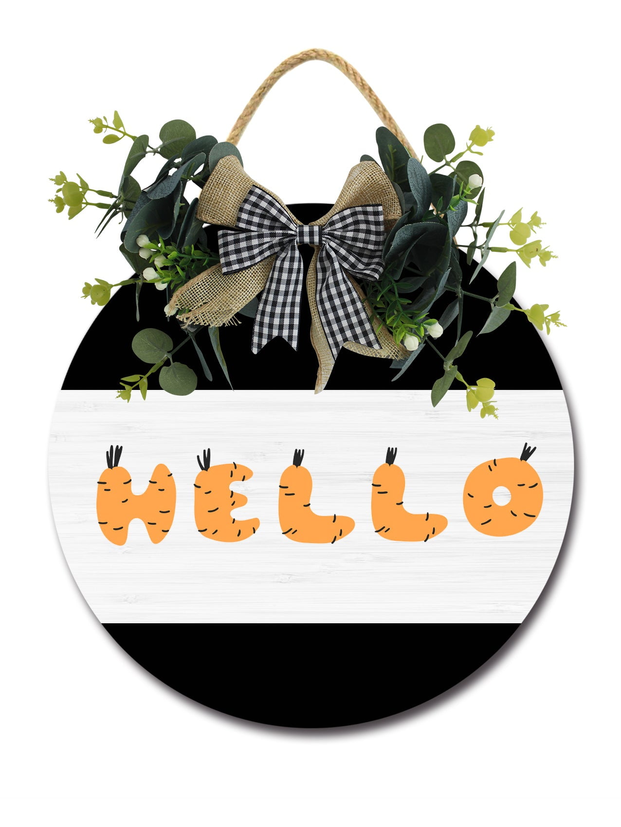Hello Front Door Sign Funny Wreaths Hanging Wooden Plaque Decoration ...