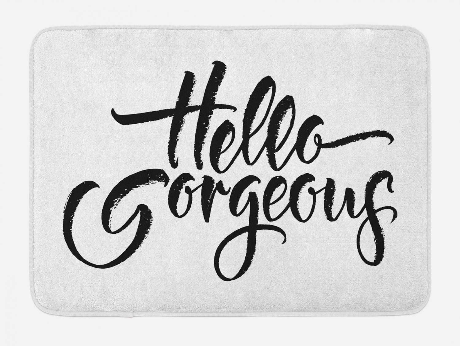 Hello Gorgeous Bath Mat, Weathered Font of Inspirational Words Modern ...