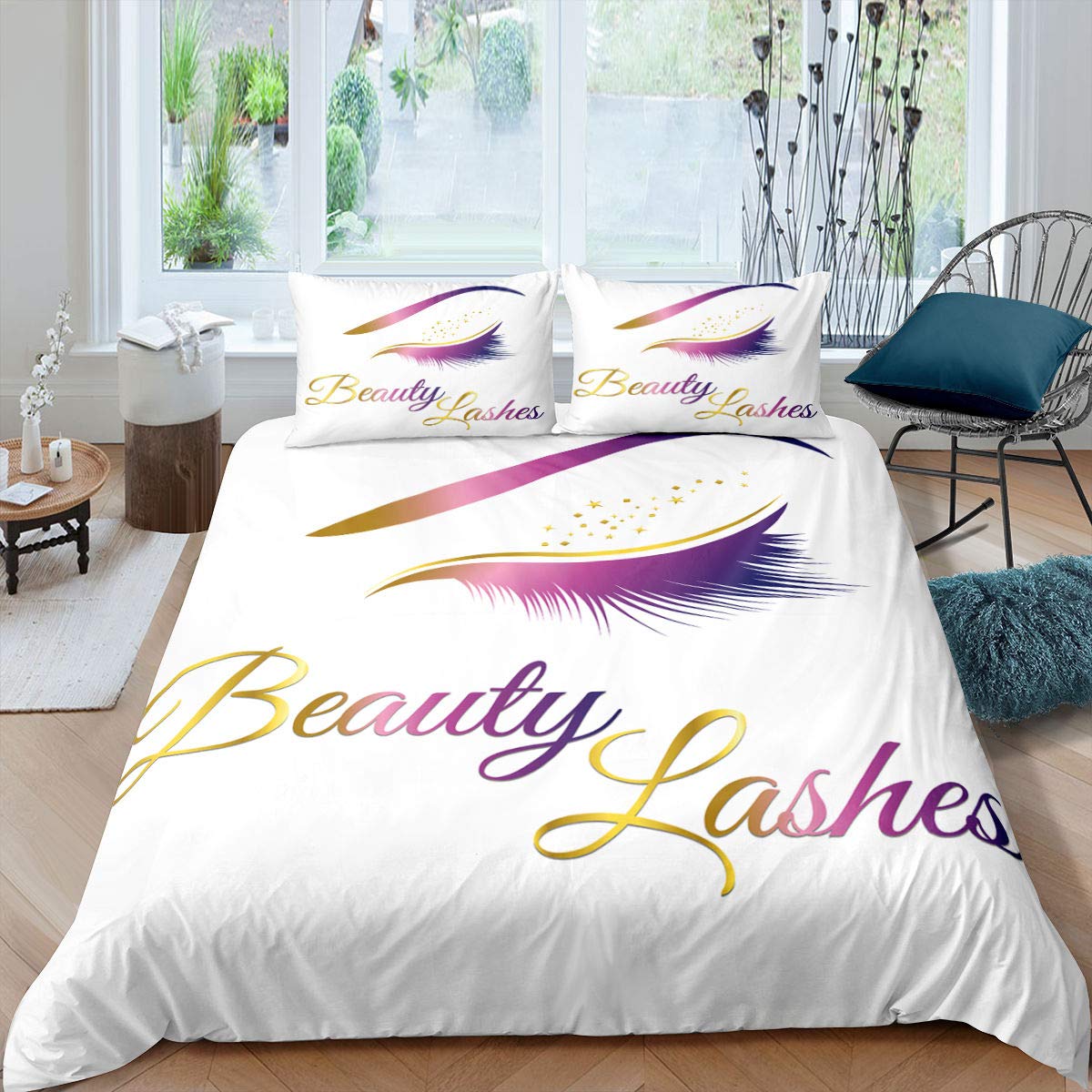 Hello Gorgeous Duvet Cover Luxury Rose Gold Glitter Bling Eyelash ...