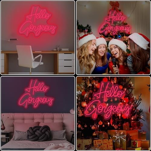 Hello Gorgeous Neon Sign Custom Pink LED Neon Light Decorations for ...