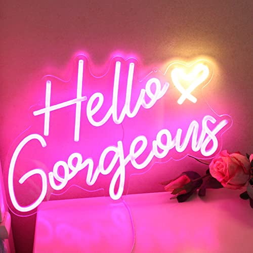 Hello Gorgeous Neon Sign Hello Beautiful Pink LED Neon Lights for Home ...