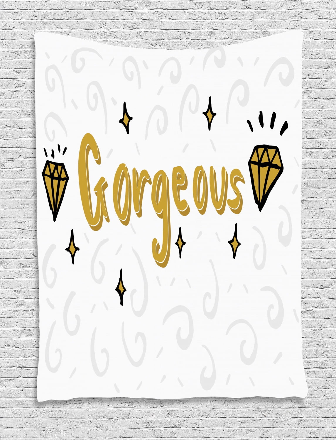 Hello Gorgeous Tapestry, Gorgeous Word Lettering with Hand-Drawn Doodle ...