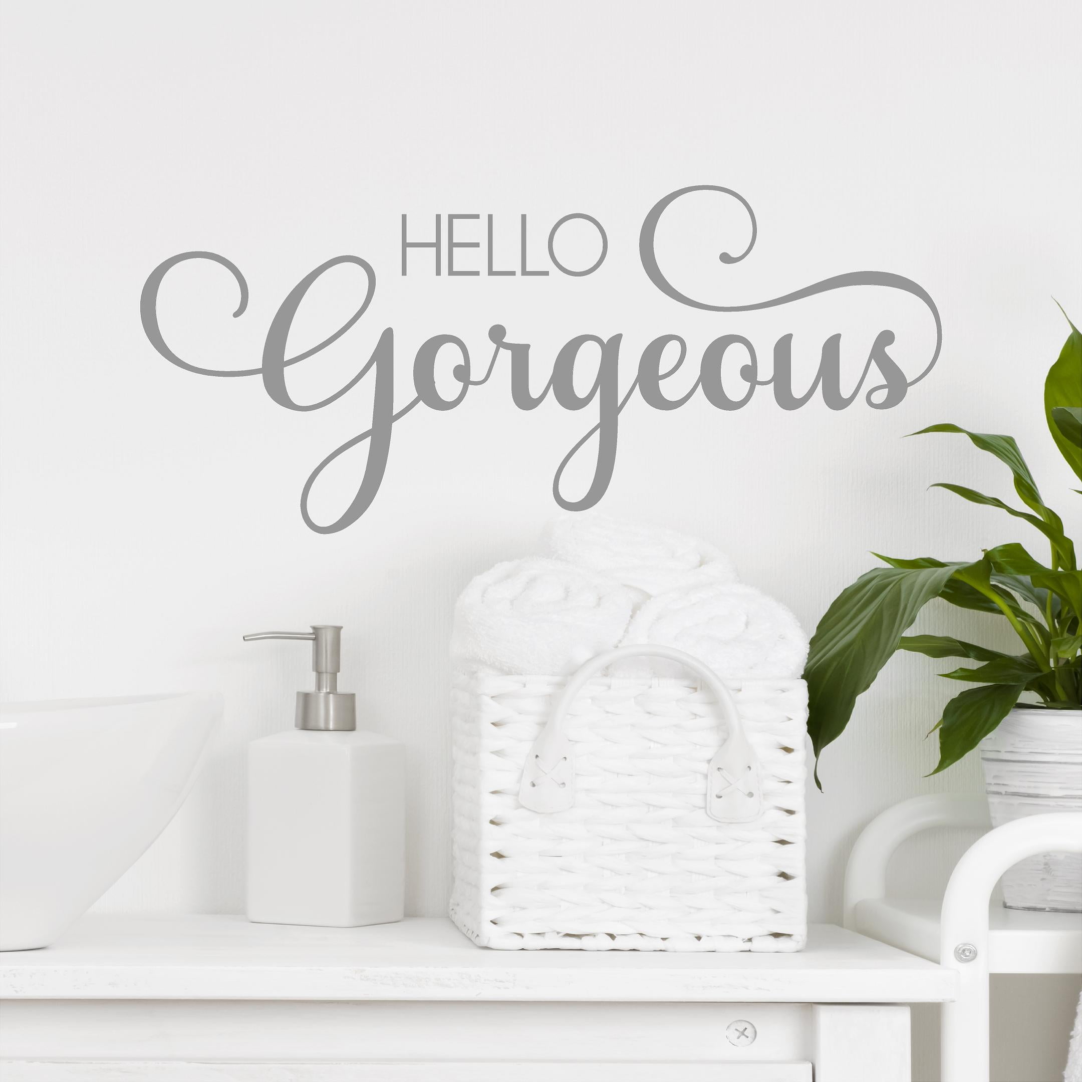 Hello Gorgeous Vinyl Lettering Bathroom Mirror Wall Decal Sticker ...
