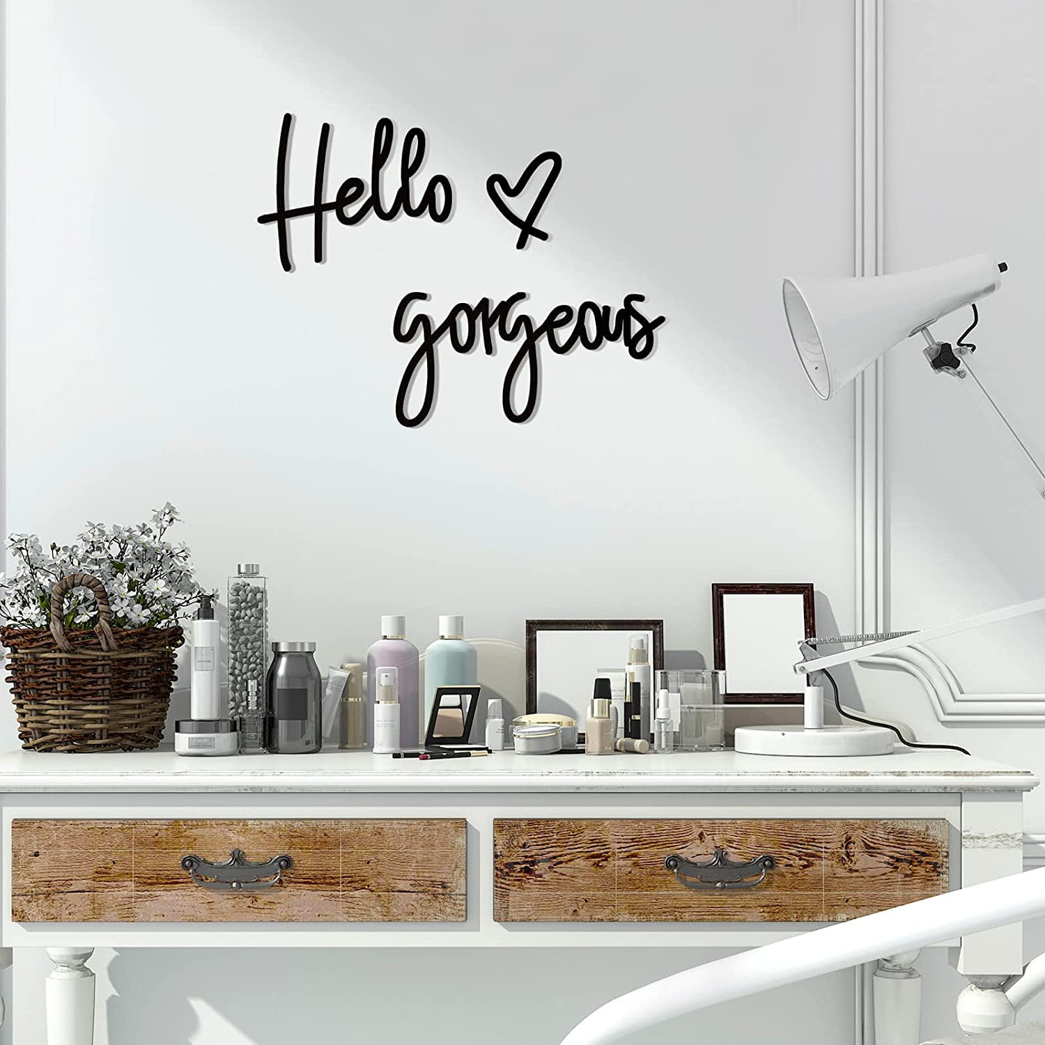Hello Gorgeous Wall Decor Words Hello Gorgeous Sign 3D Wooden Wall Art ...